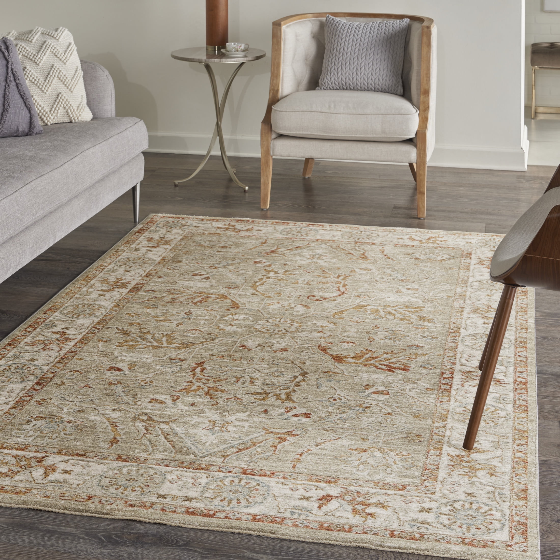 Nourison Asher 3'11" x 5'11" Sage Ivory Vintage Indoor Rug - Walmart ...