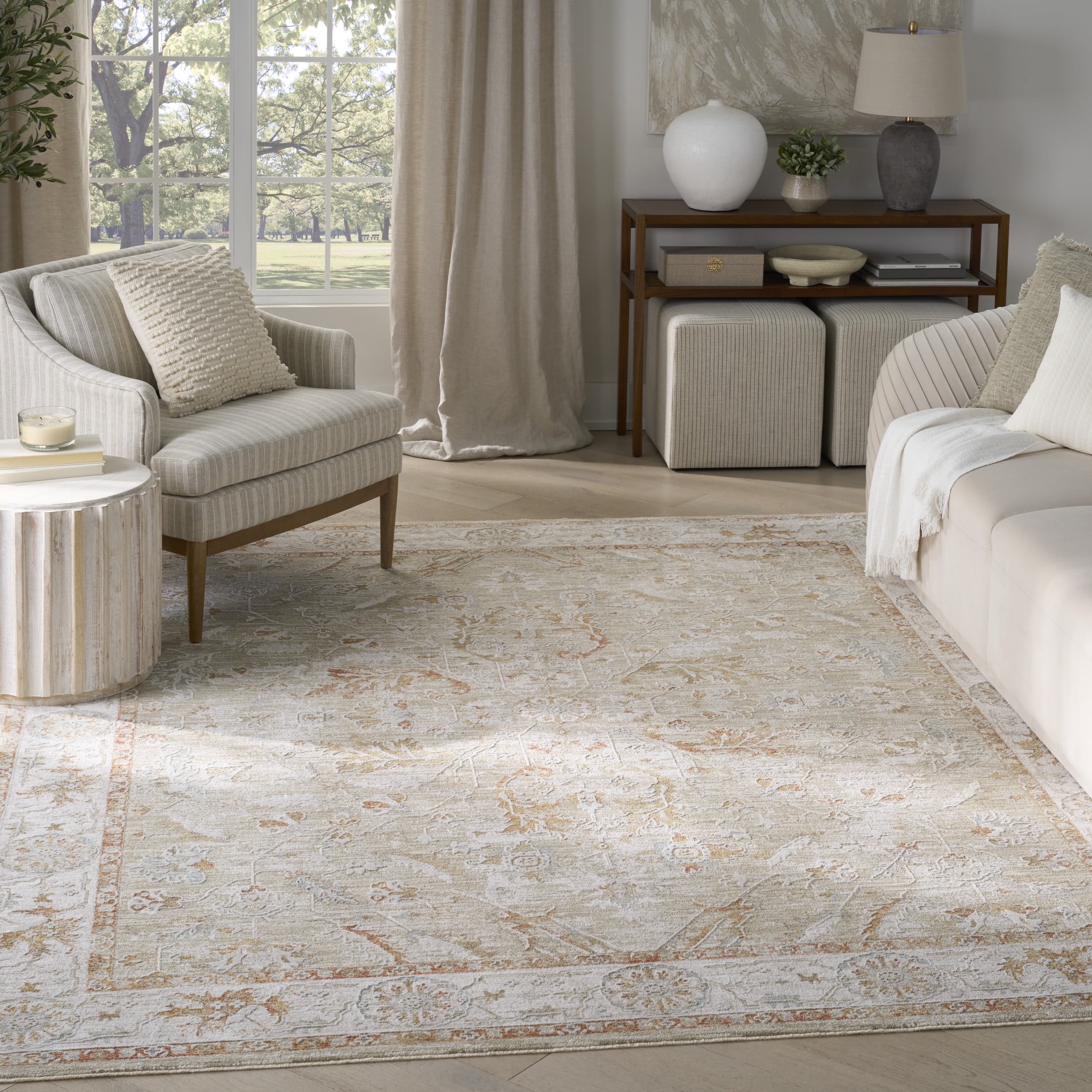 Nourison Asher 7'10" x 10'4" Sage Ivory Vintage Indoor Rug - Walmart.com