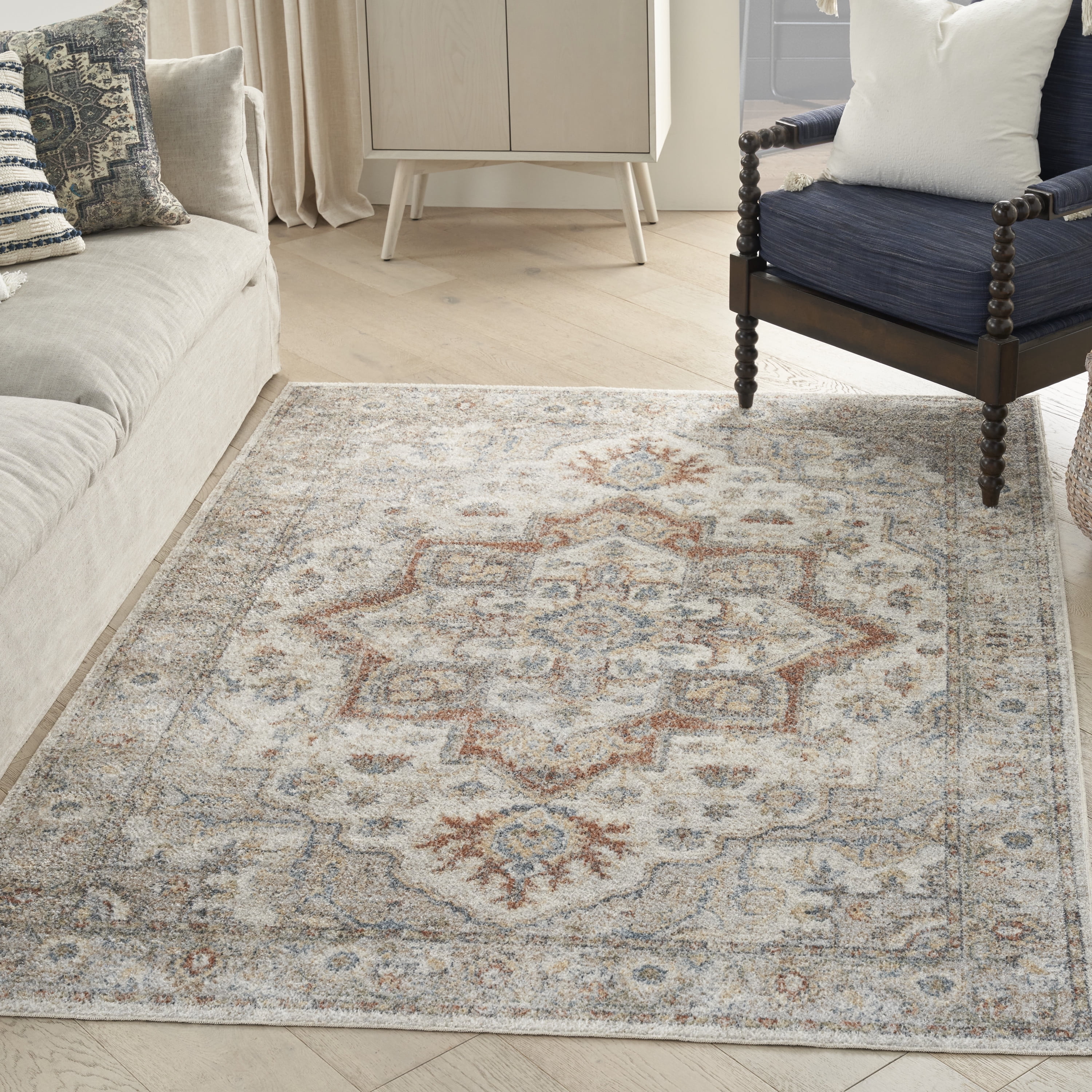 Nourison Astra Machine Washable Bohemian Grey/Multi 5'3" x 7' Area Rug ...