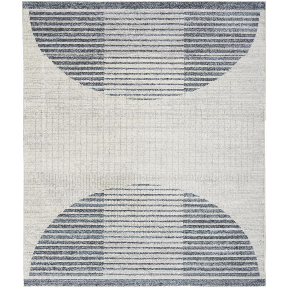 "Nourison Astra 7'10"" x 10' Geometric Ivory Blue Area Rug, Shimmery ...