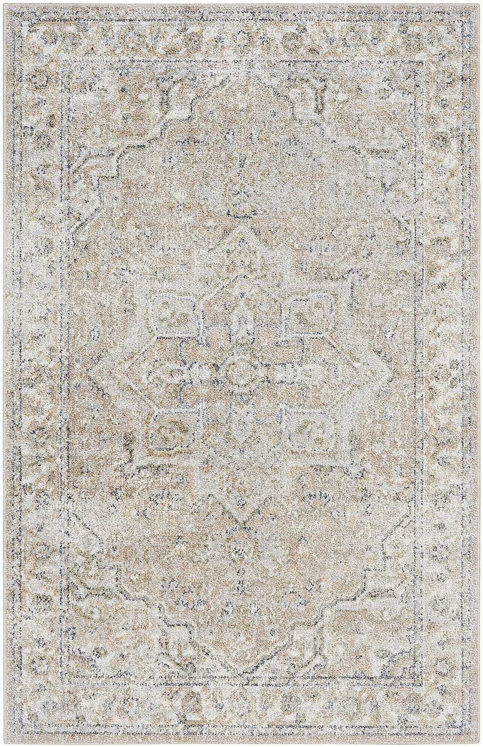 Nourison Astra Machine Washable Persian Beige 3'3" x 5' Area Rug (3x5 ...