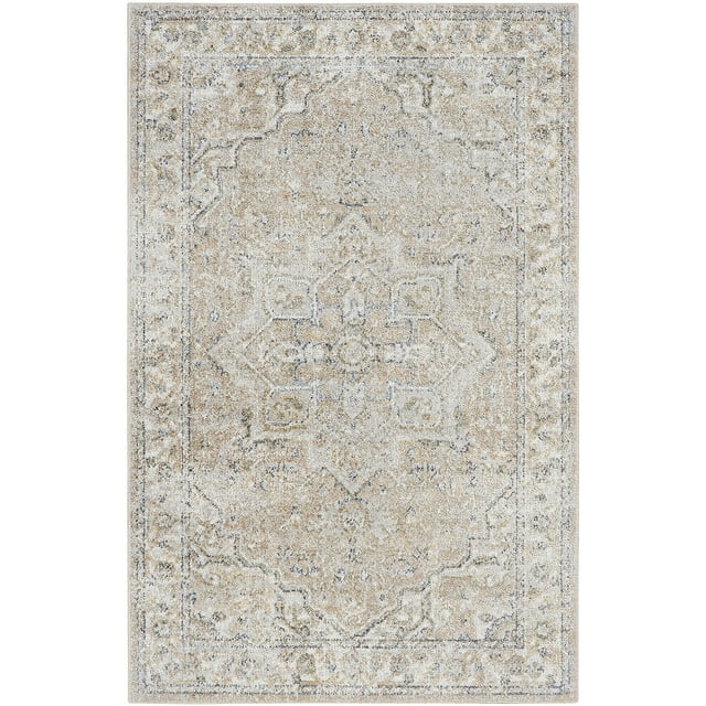 Nourison Astra Machine Washable Persian Beige 3'3" x 5' Area Rug (3x5 ...