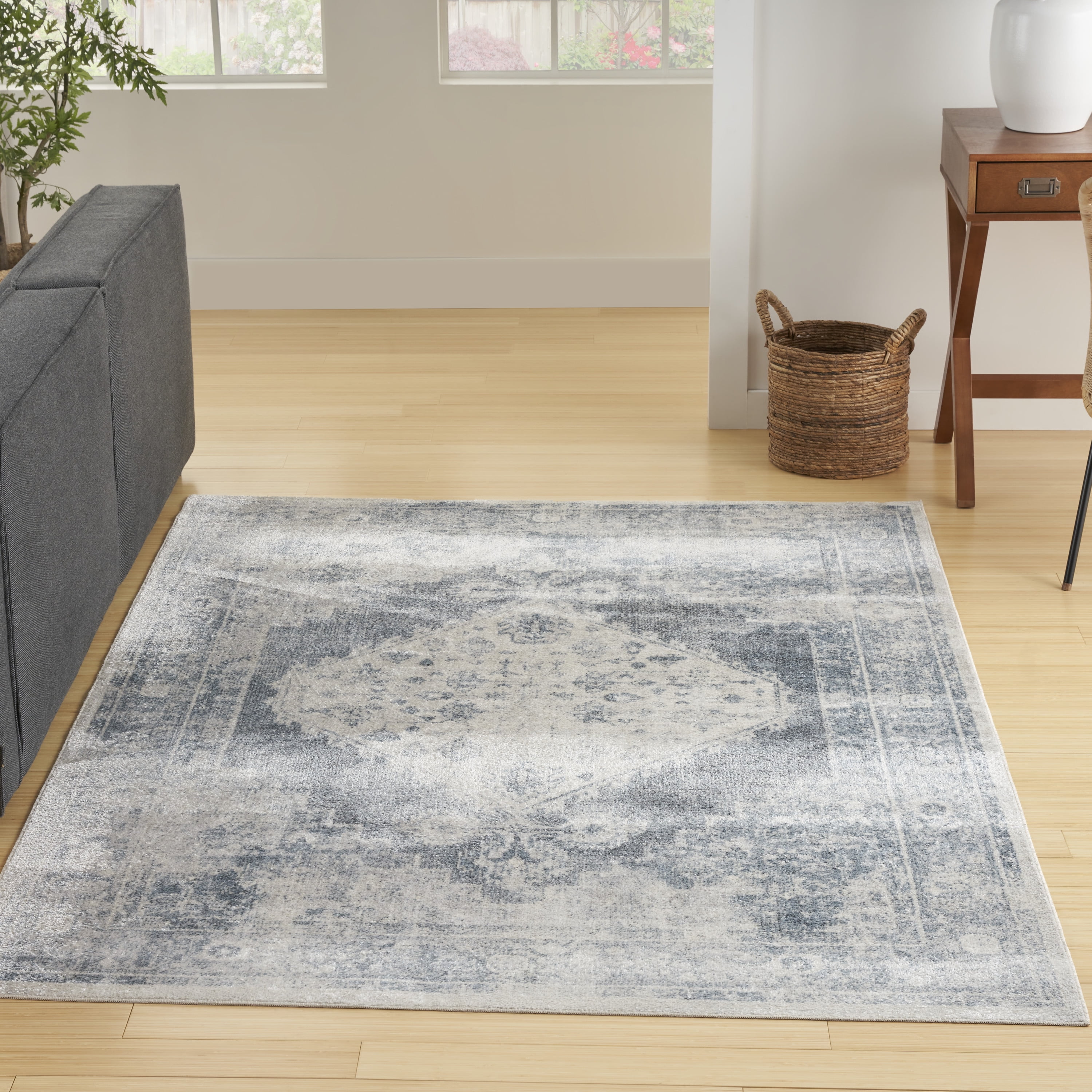 "Nourison Astra Persian Blue/Ivory 6'7"" x 9' Machine Washable Area Rug ...
