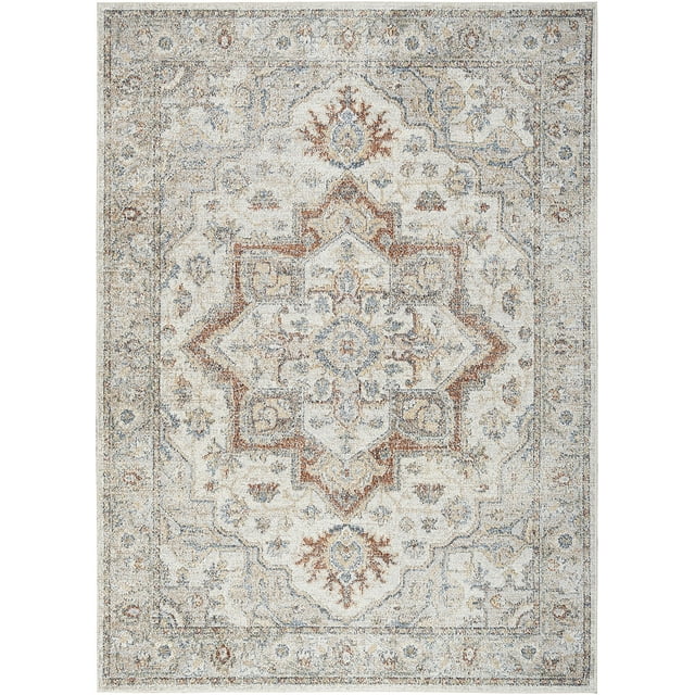 Nourison Astra Machine Washable Persian Grey/Multi 6'7" x 9' Area Rug ...