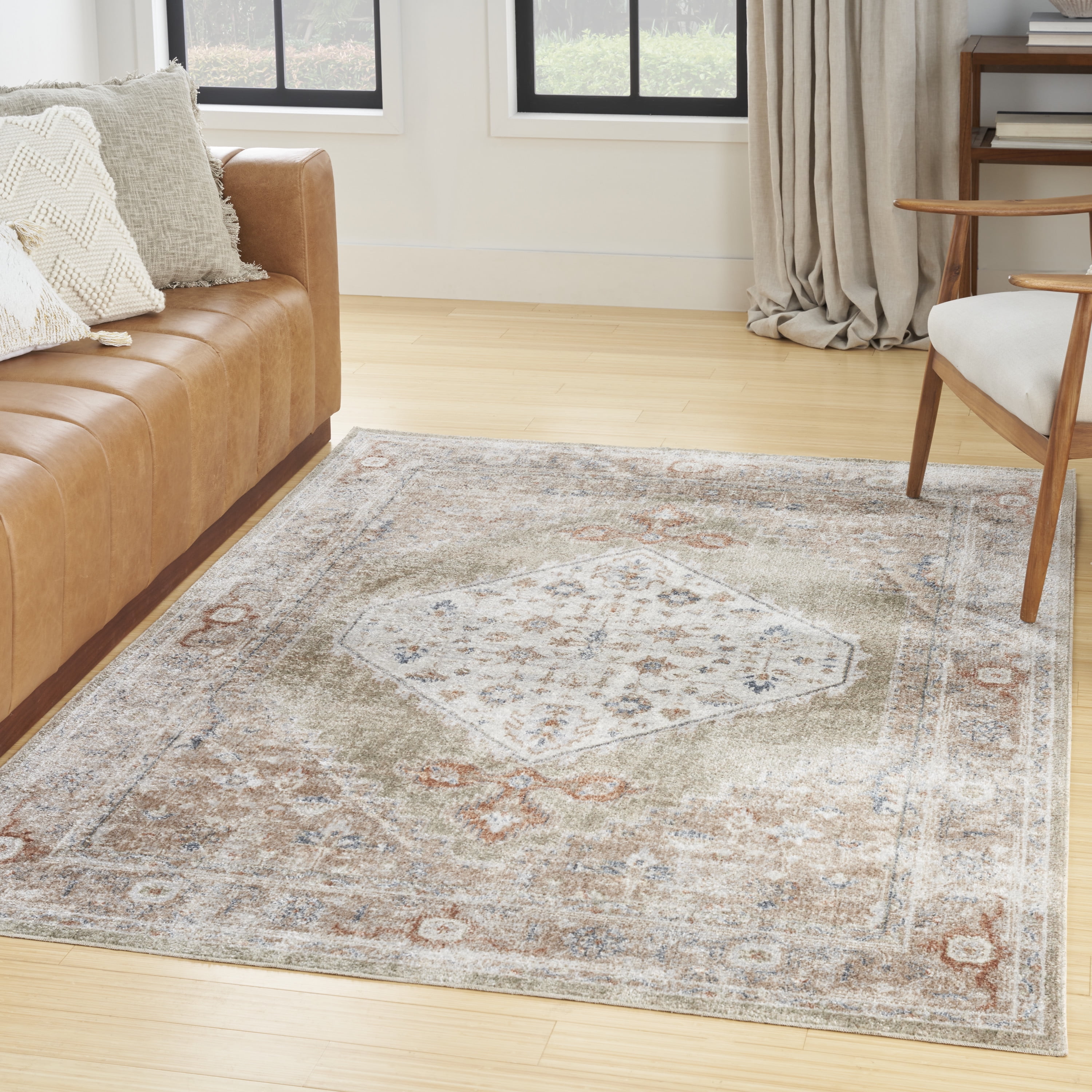 Nourison Astra Machine Washable Persian Sage Multi 6'7" x 9' Area Rug ...