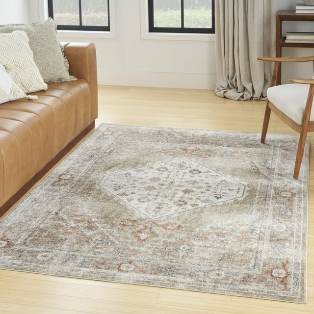 Nourison Astra Machine Washable Persian Sage Multi 6'7" x 9' Area Rug ...