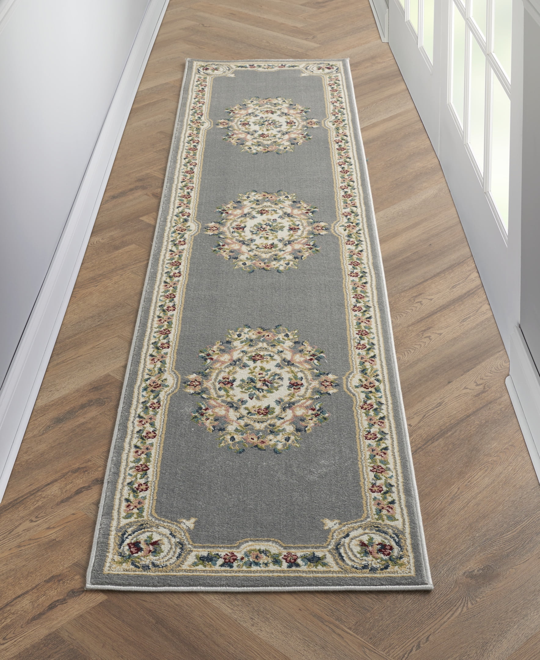 Nourison Aubusson Farmhouse & Country Grey 2'2" x 7'6" Area Rug, (2x8 ...