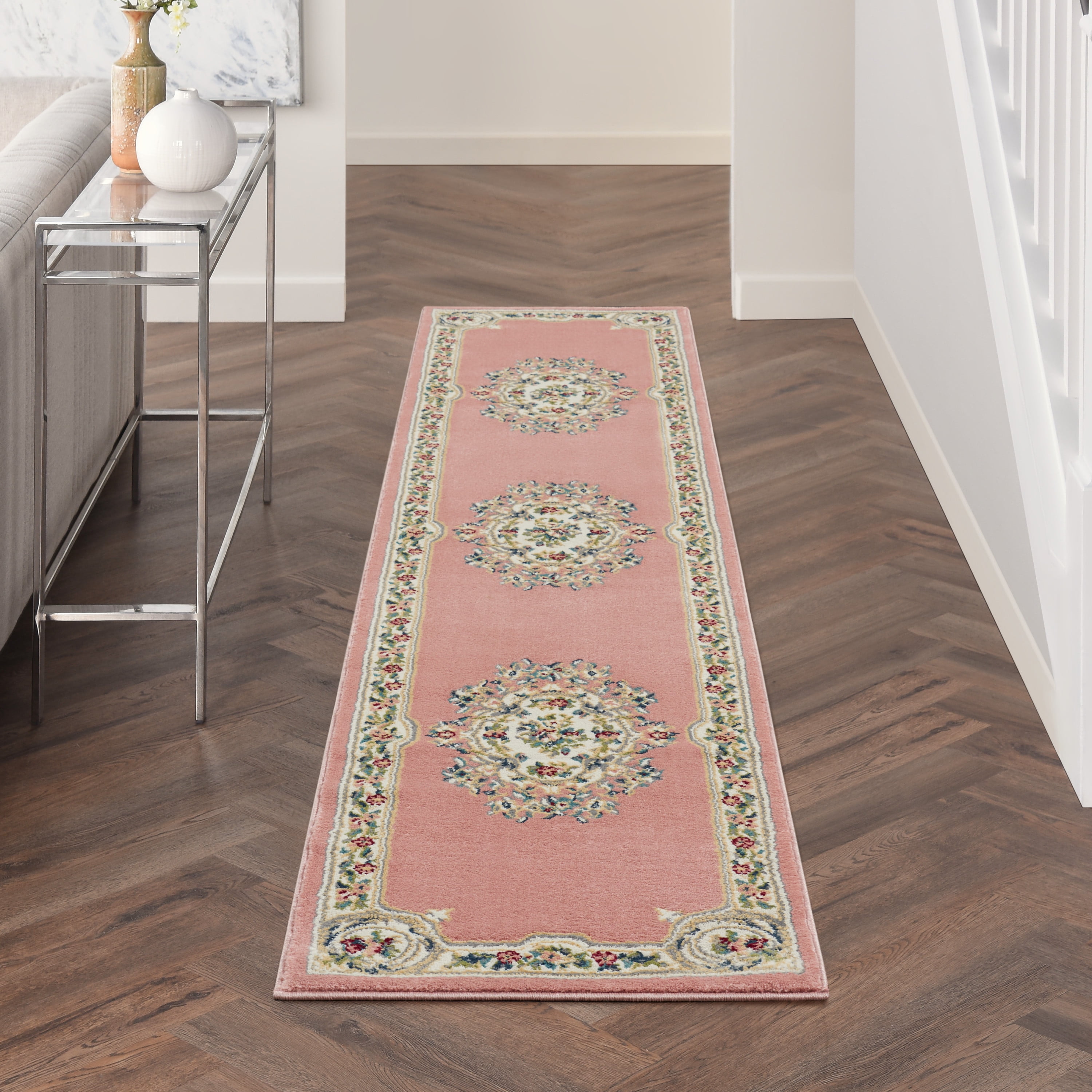 Nourison Aubusson Farmhouse & Country Pink 2'2" x 10' Area Rug, (2x10 ...