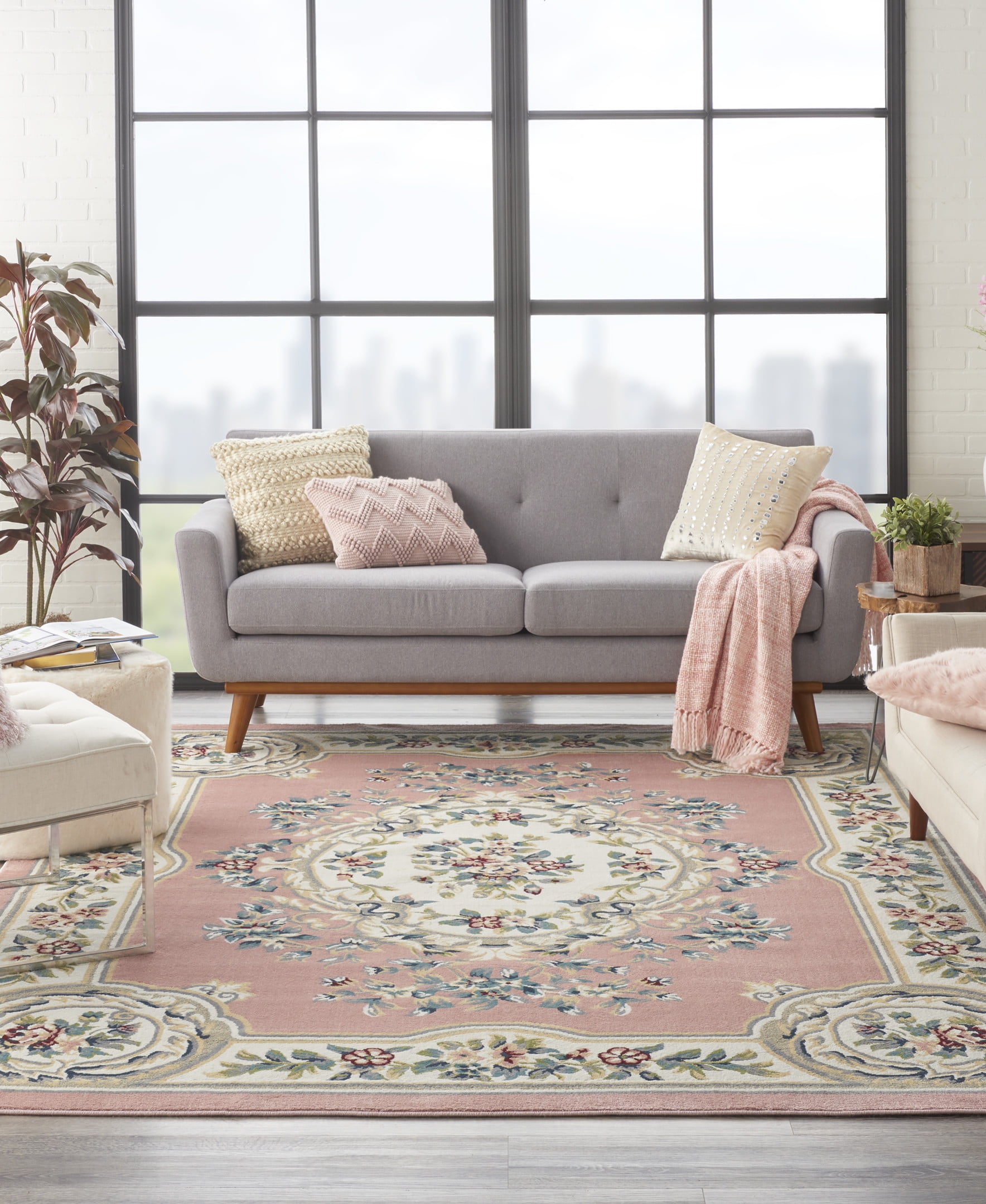 Nourison Aubusson Farmhouse & Country Pink 8'10" x 11'10" Area Rug ...
