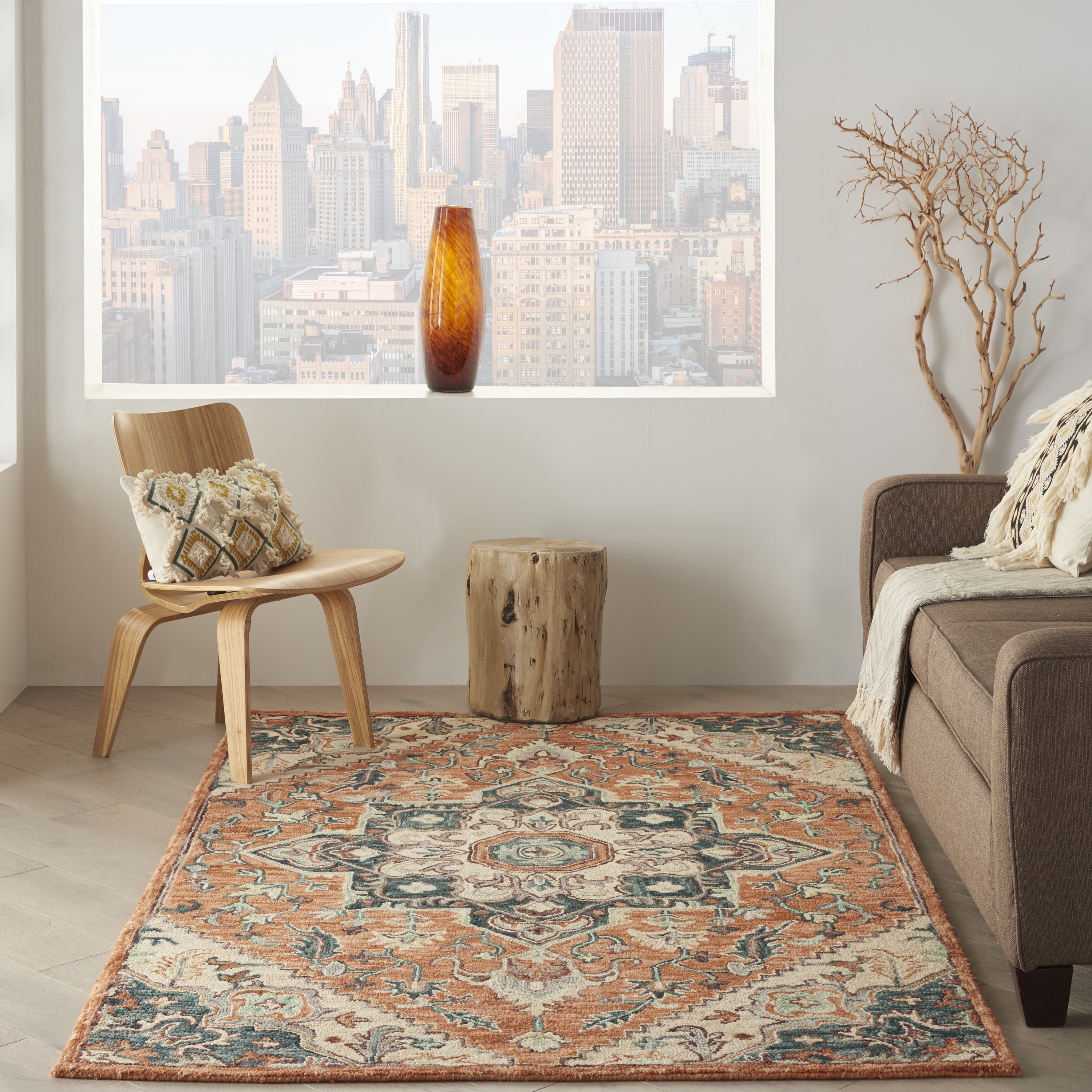 Nourison Bahari Modern Moroccan Rust 5' x 7' Area Rug, (5' x 7 ...