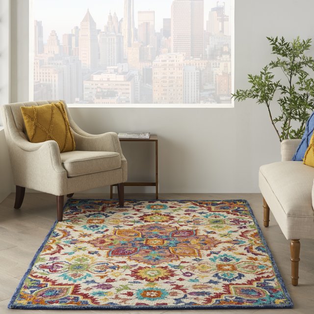 Nourison Bahari Transitional Floral Multicolor 5' x 7' Area Rug, (5' x ...