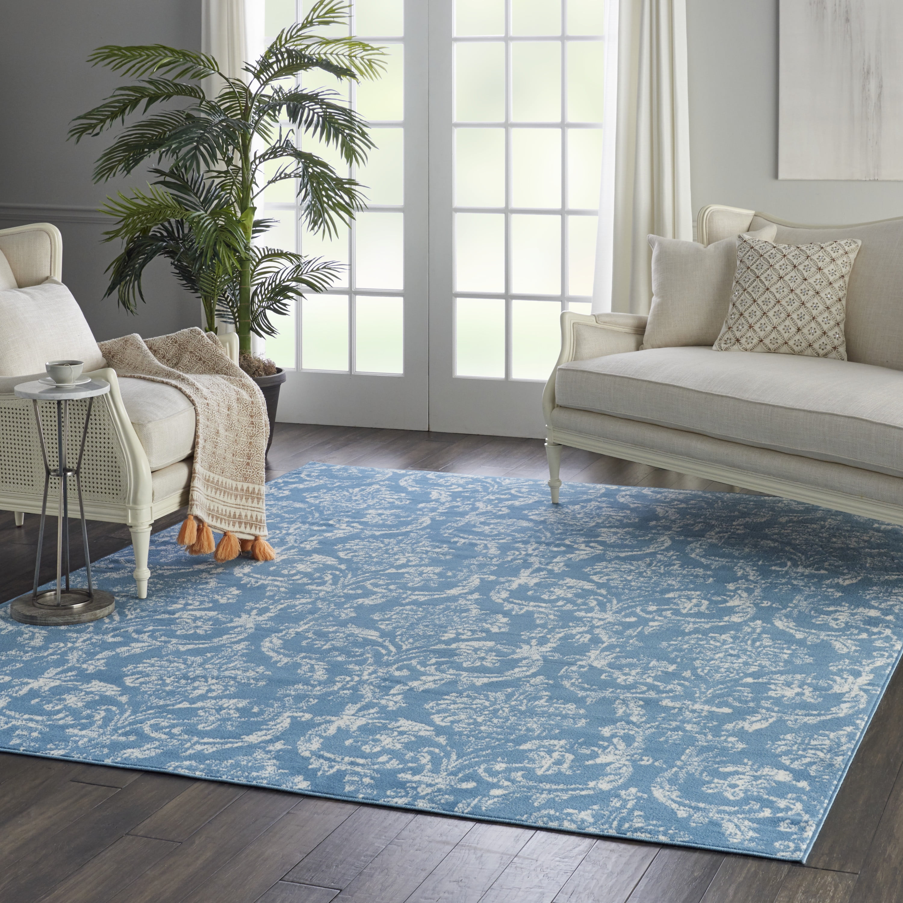 Nourison Bliss Vintage Farmhouse Blue Area Rug 8 x 10 - Walmart.com