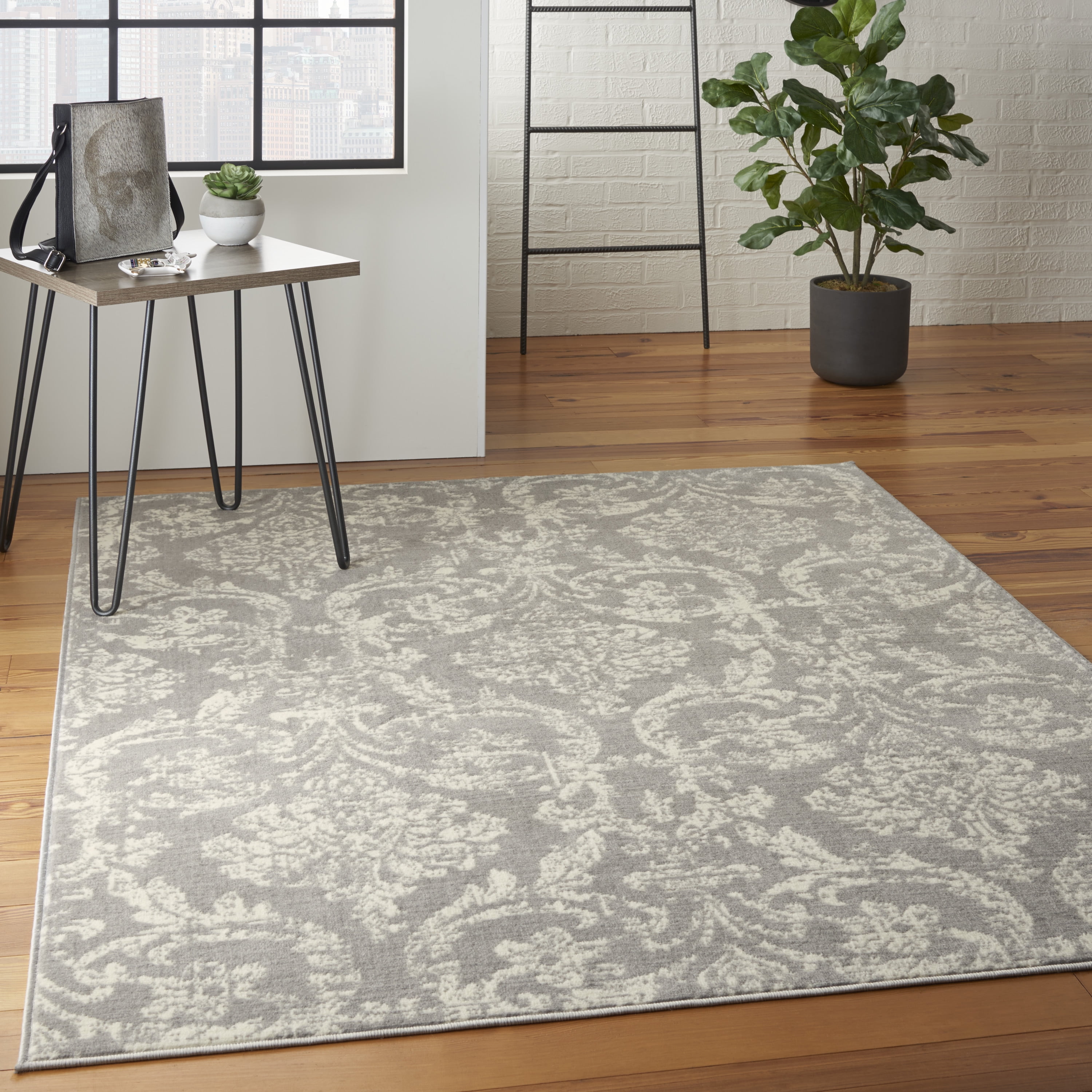Nourison Bliss Vintage Farmhouse Grey 6' x 9' Area Rug, (6' x 9 ...