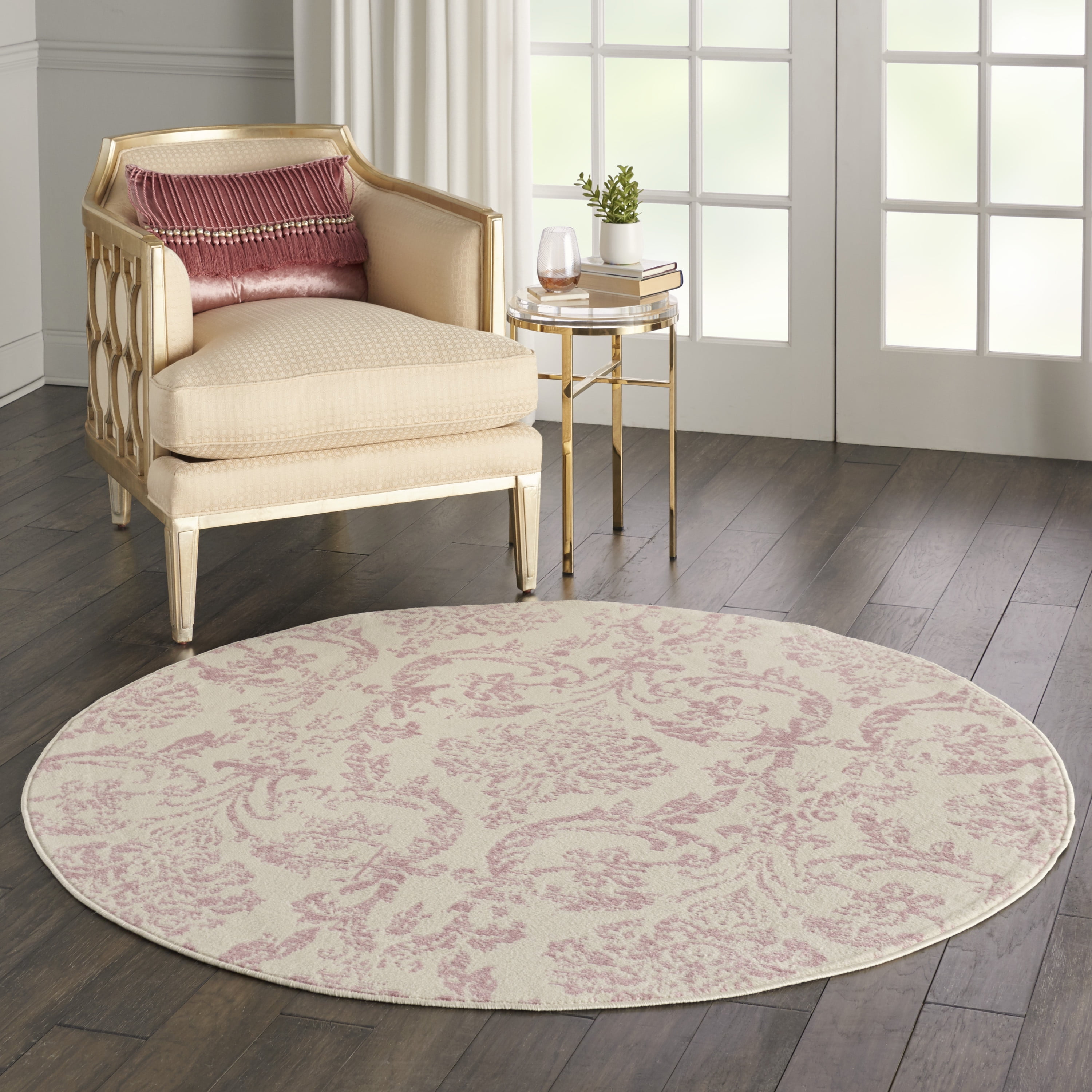 Nourison Vintage Farmhouse Ivory/Pink Round Area Rug - Walmart.com