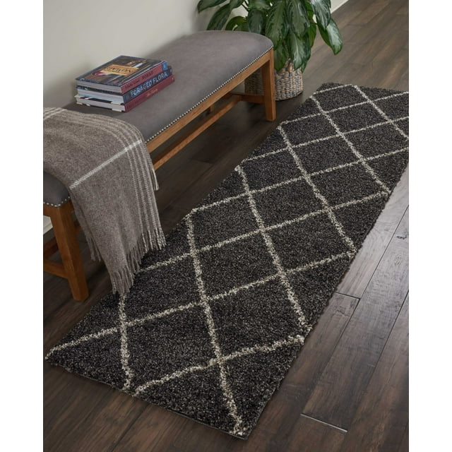 Nourison Brisbane Trellis Charcoal 2'2" x 7'6" Area Rug, (2x8 ...
