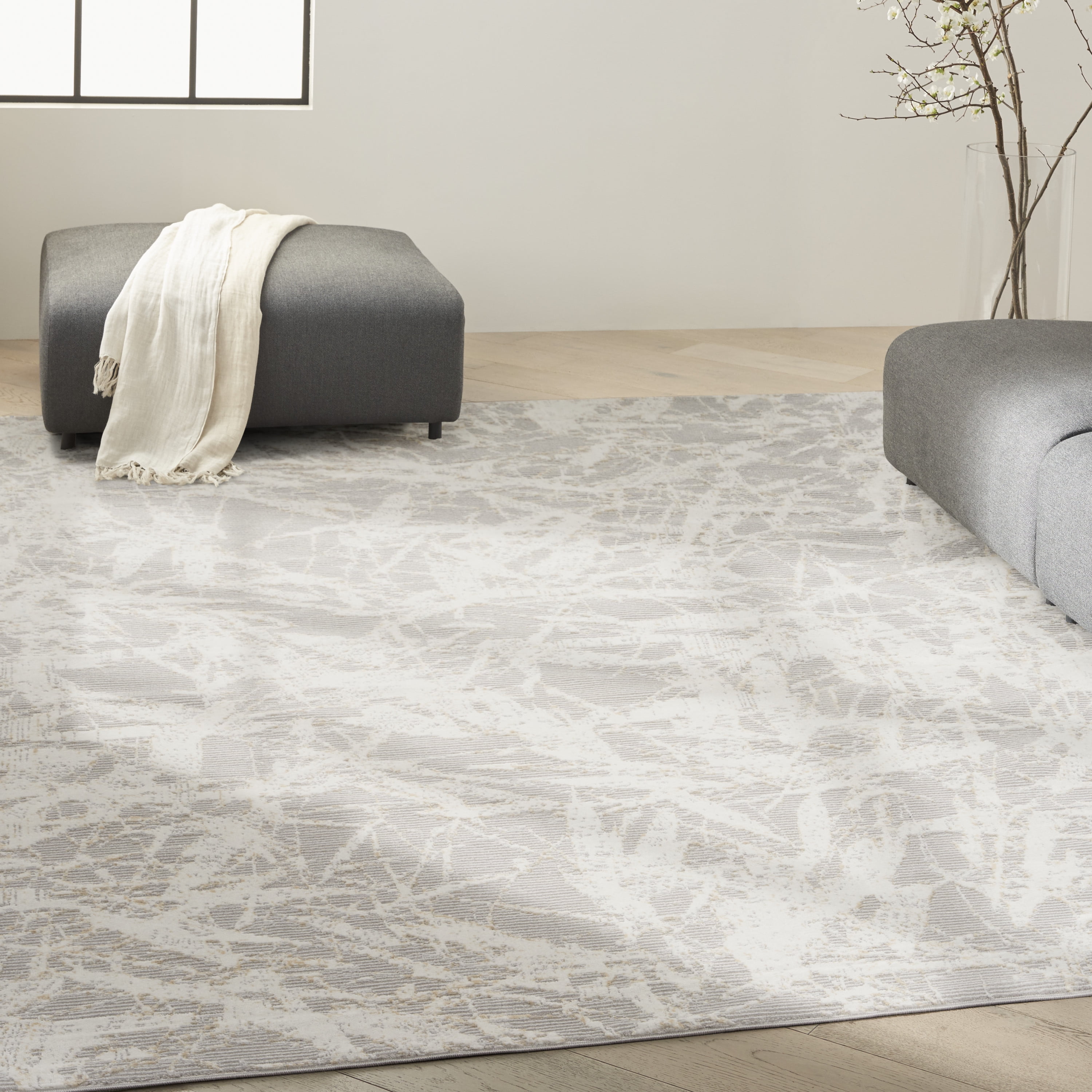 Nourison CK950 Rush Abstract Grey Ivory 8' x 10' Area Rug (8x10 ...