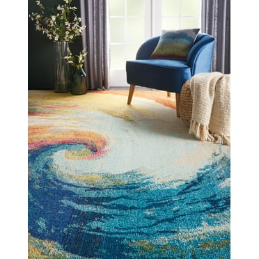 Nourison Celestial Abstract Blue/Yellow 5'3" x 7'3" Area Rug, (5x7 ...