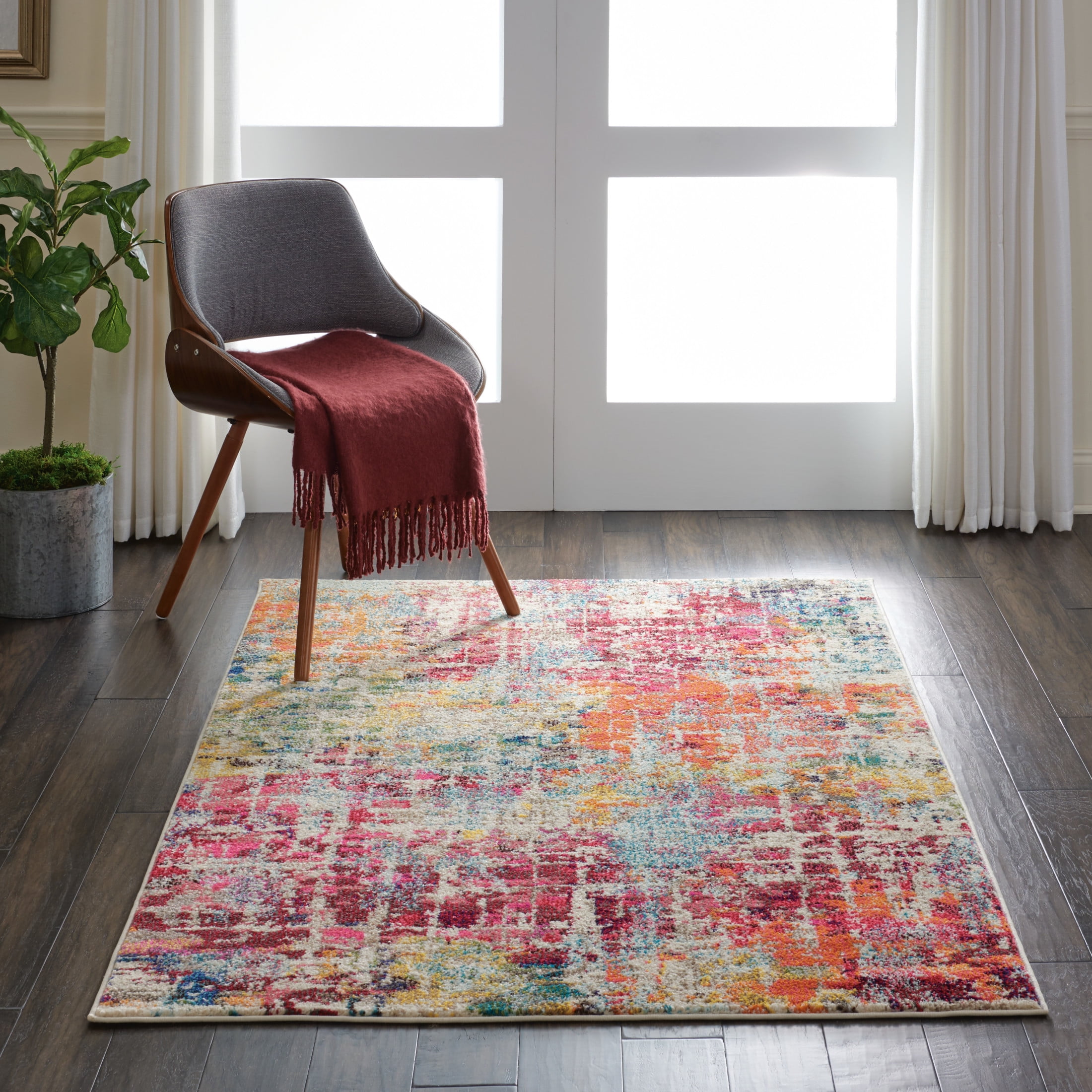 Nourison Celestial Abstract Pink/Multicolor 3'11" x 5'11" Area Rug ...