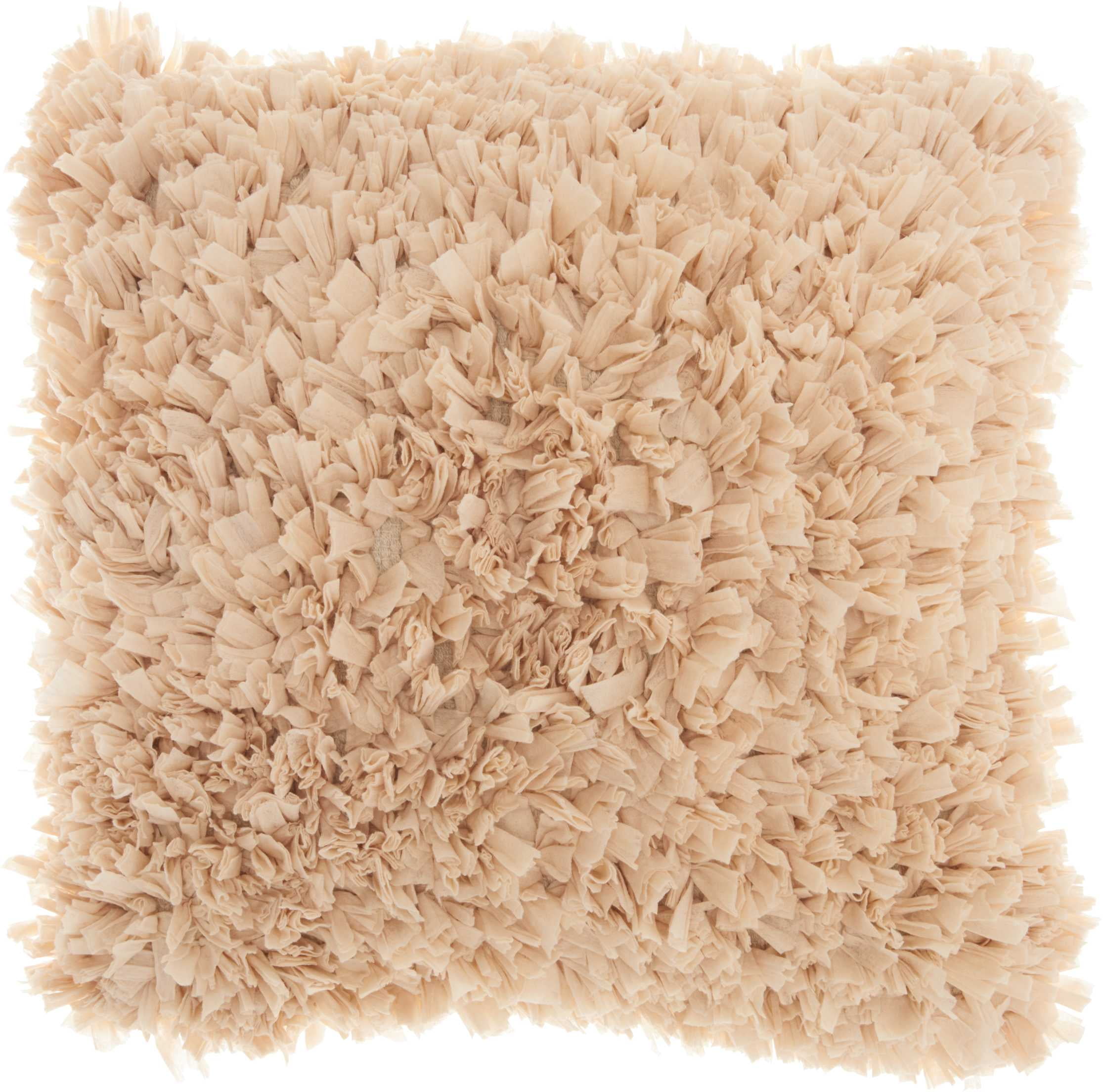 Nourison Chindi Shag Throw Pillow 17x17 Beige Indoor Decorative Couch ...