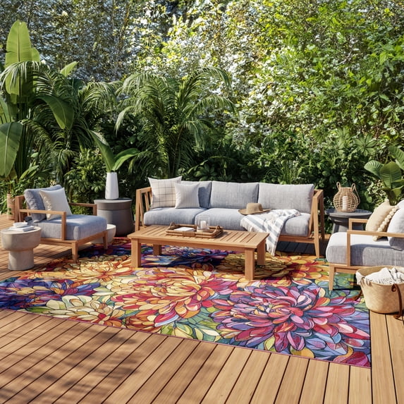 Nourison Color Splash 9' x 12' Multicolor Outdoor Rug - Walmart.com