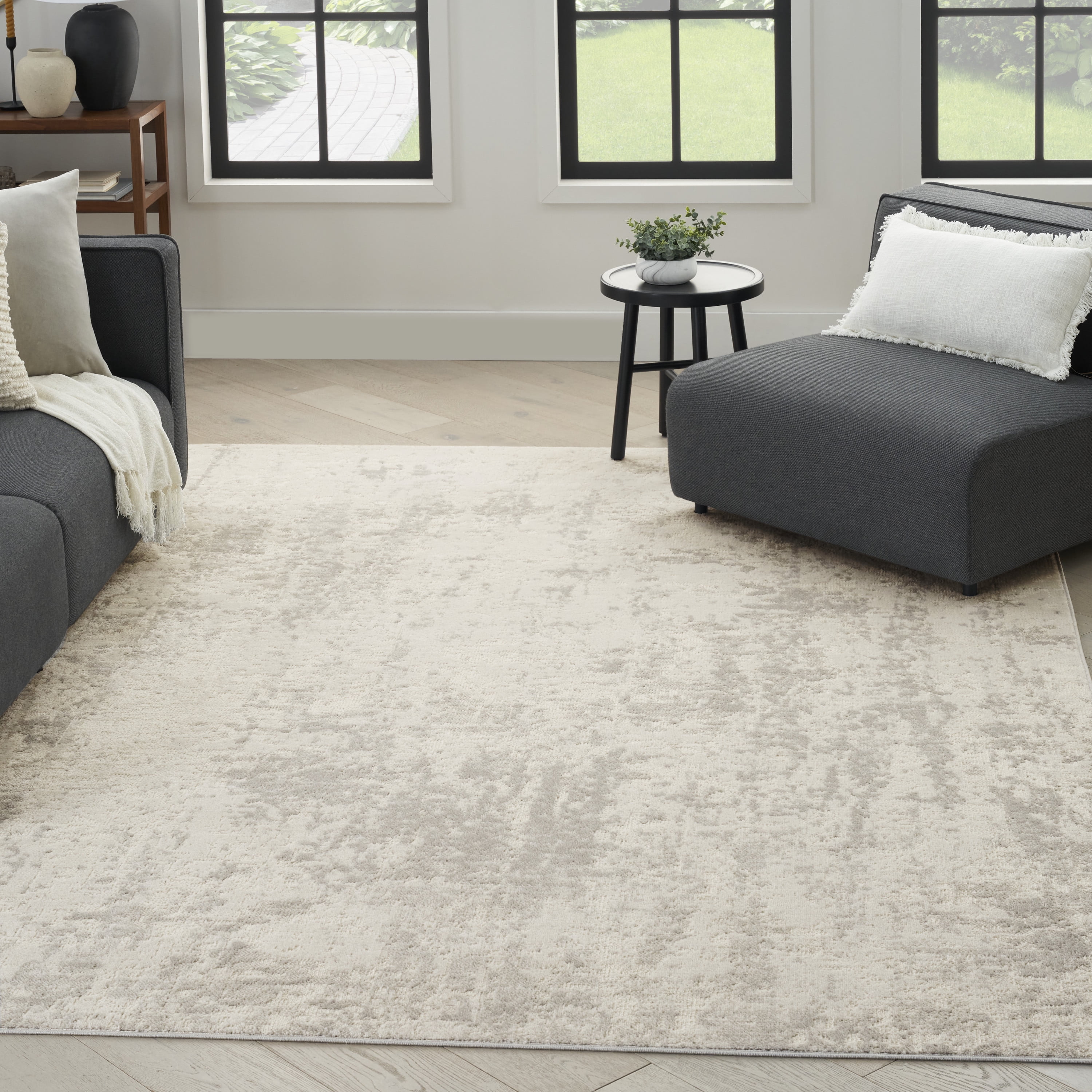 "Nourison Concerto Abstract Cream Grey Area Rug, (7'10"" x 9'10"", 8x10 ...