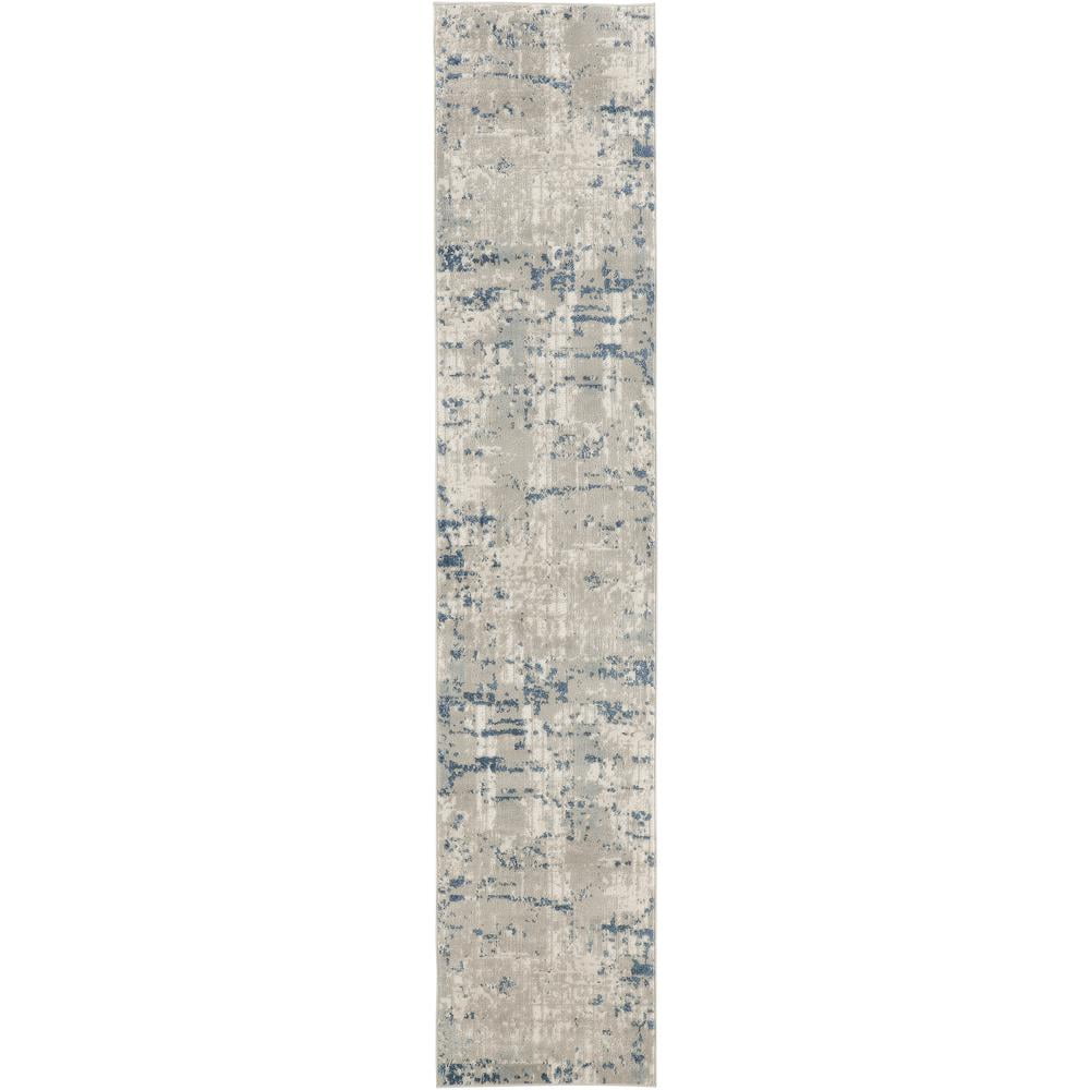 Nourison Concerto Distressed Ivory Grey Blue 2'2" x 12' Area Rug (2x12 ...