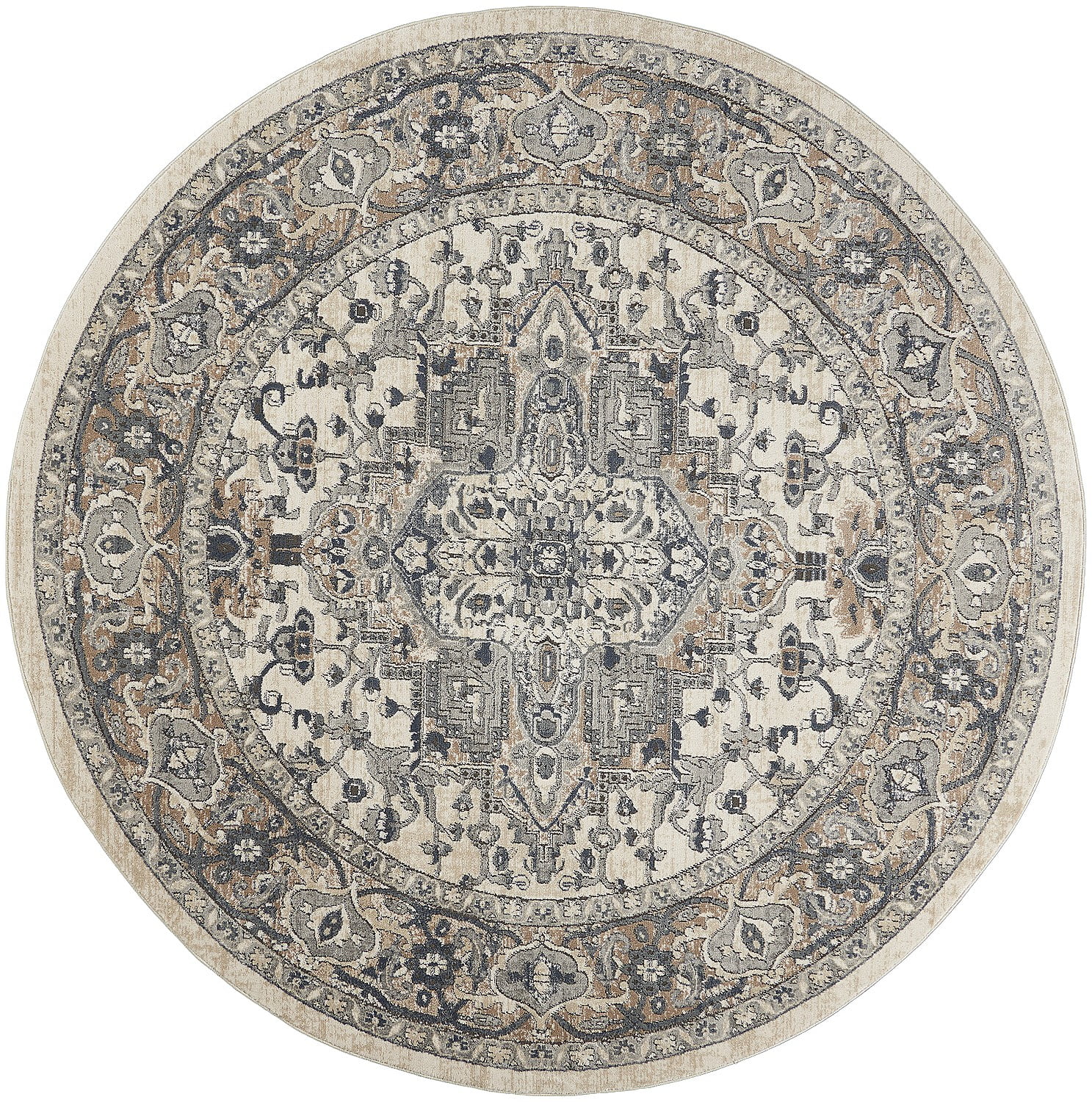 Nourison Concerto Farmhouse Ivory/Grey 7'10" x round Area Rug, (8 Round ...