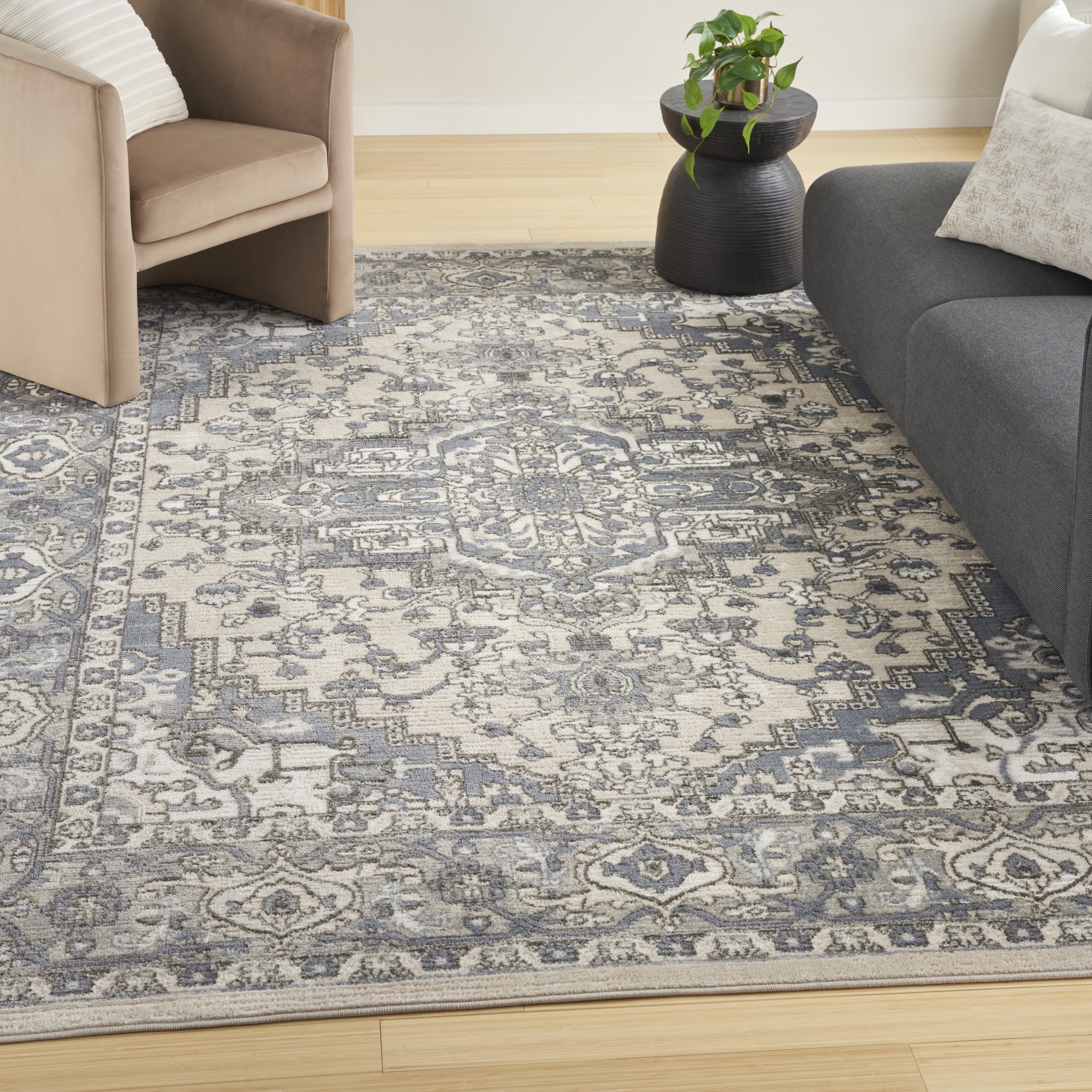 Nourison Abstract Concerto Persian Ivory Blue 5'3" x 7'3" Area Rug ...