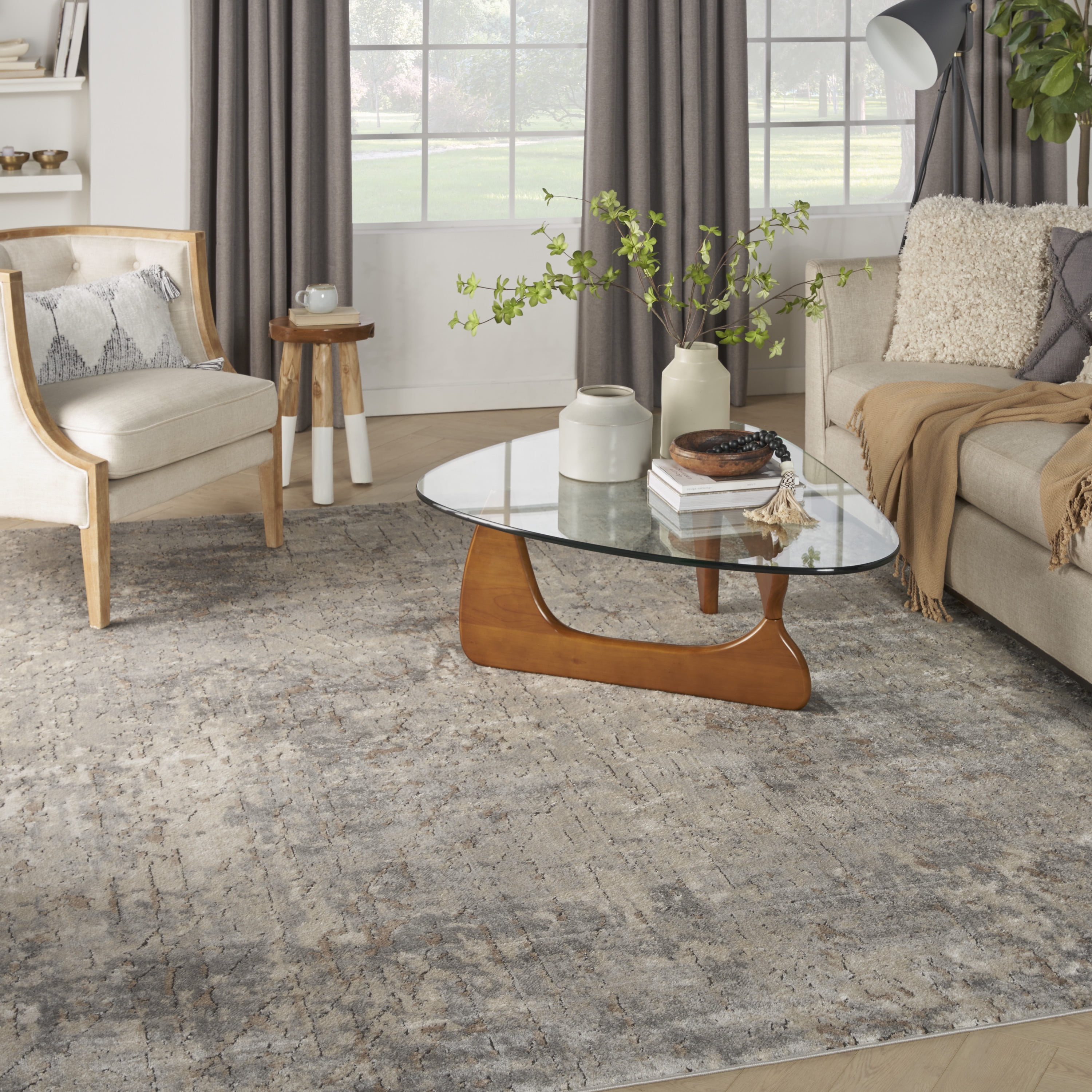 Nourison Concerto Beige/Grey 8x10 Area Rug, Elegant Design, Durable ...