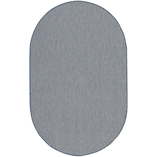 Nourison Courtyard Indoor/Outdoor Ivory Blue 5' x 8' Oval Area Rug (5x8 ...