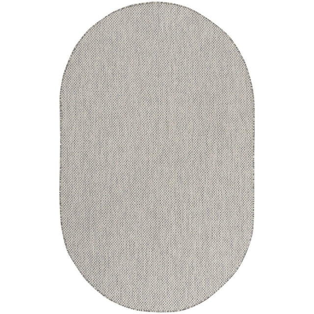 Nourison Courtyard Indoor/Outdoor Ivory Silver 3' x 5' Oval Area Rug ...
