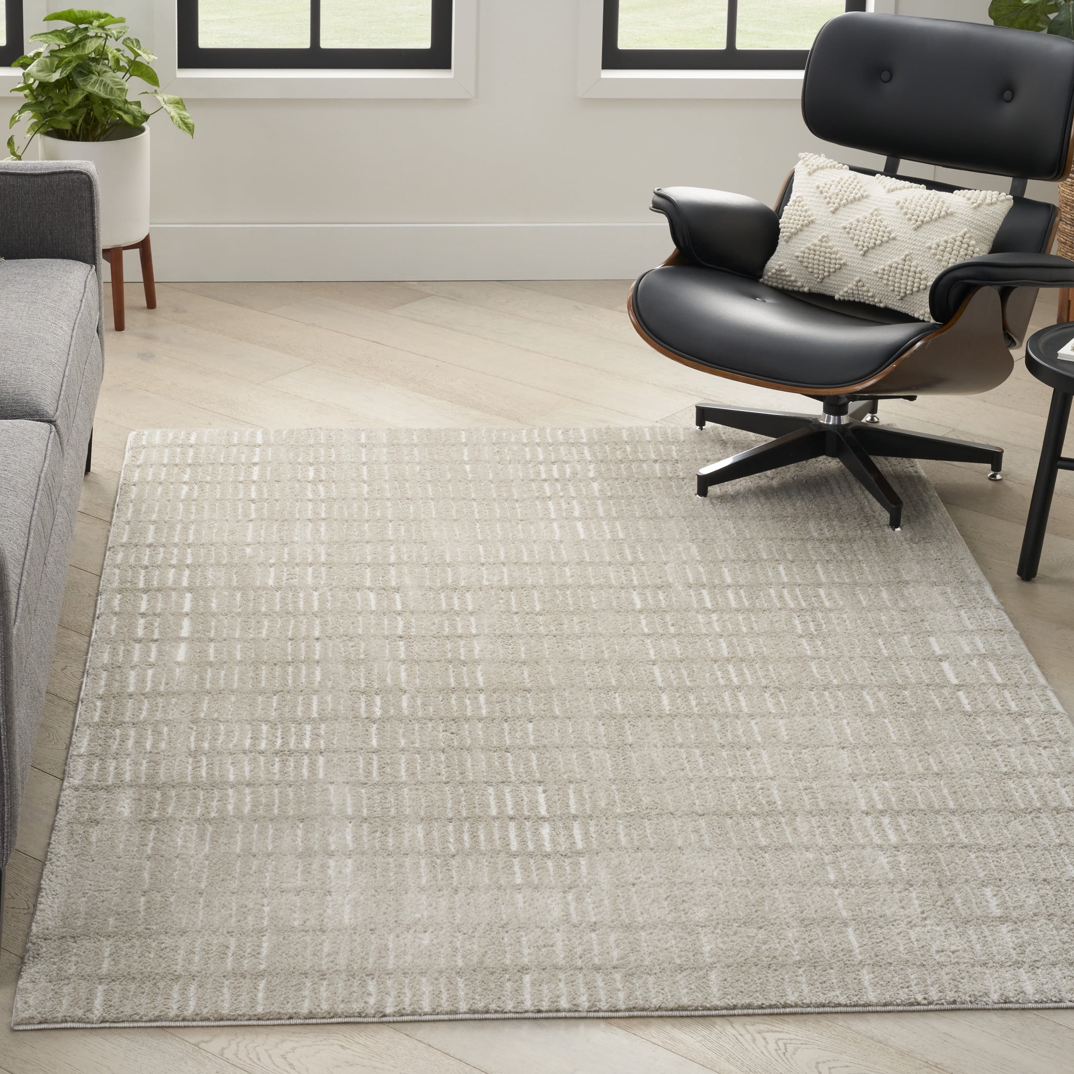 Nourison Cozy Modern 6'7" x 9' Grey Ivory Scandinavian Indoor Rug ...