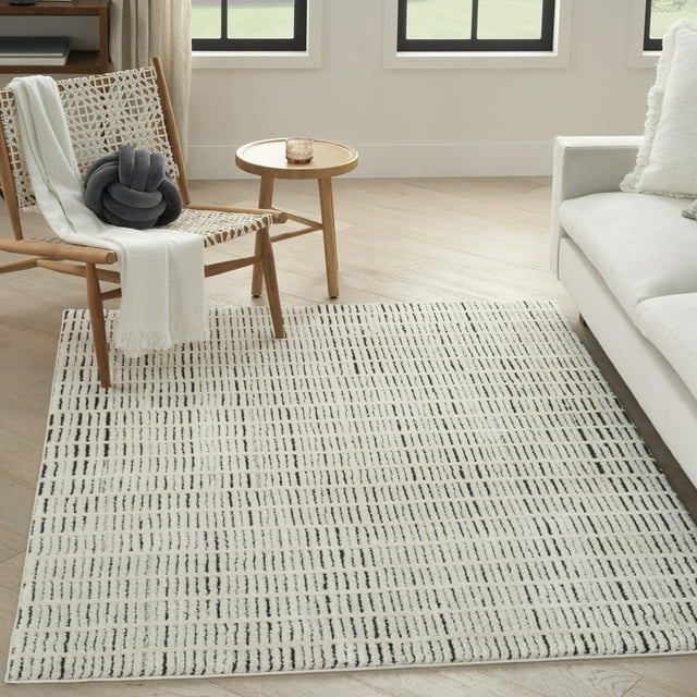 Nourison Cozy Modern Scandinavian 7'10" x 9'10" Rug, Black/Ivory, Durable Polyester - Walmart.com