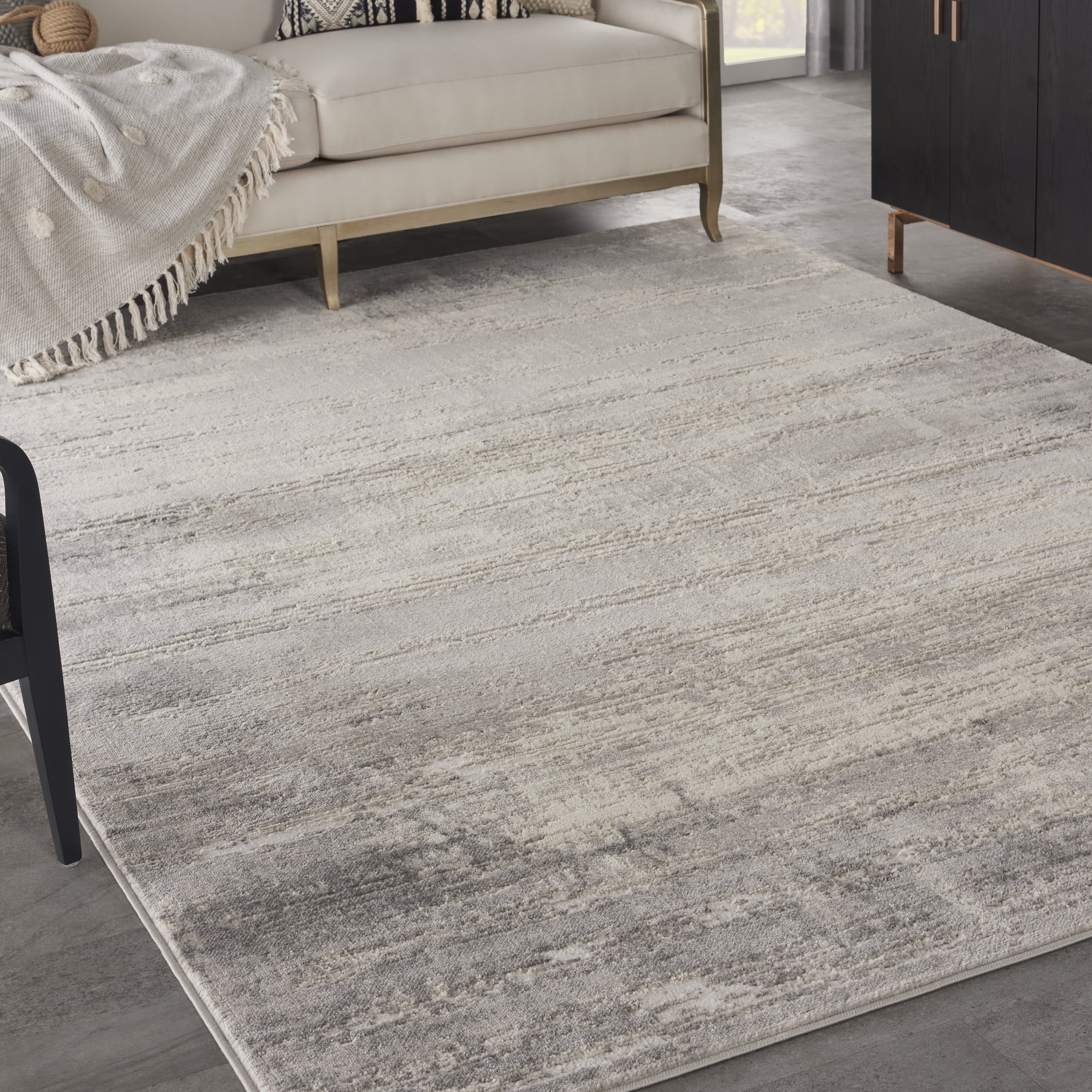 Nourison Cyrus Distressed Contemporary Ivory/Grey Area Rug - Walmart.com