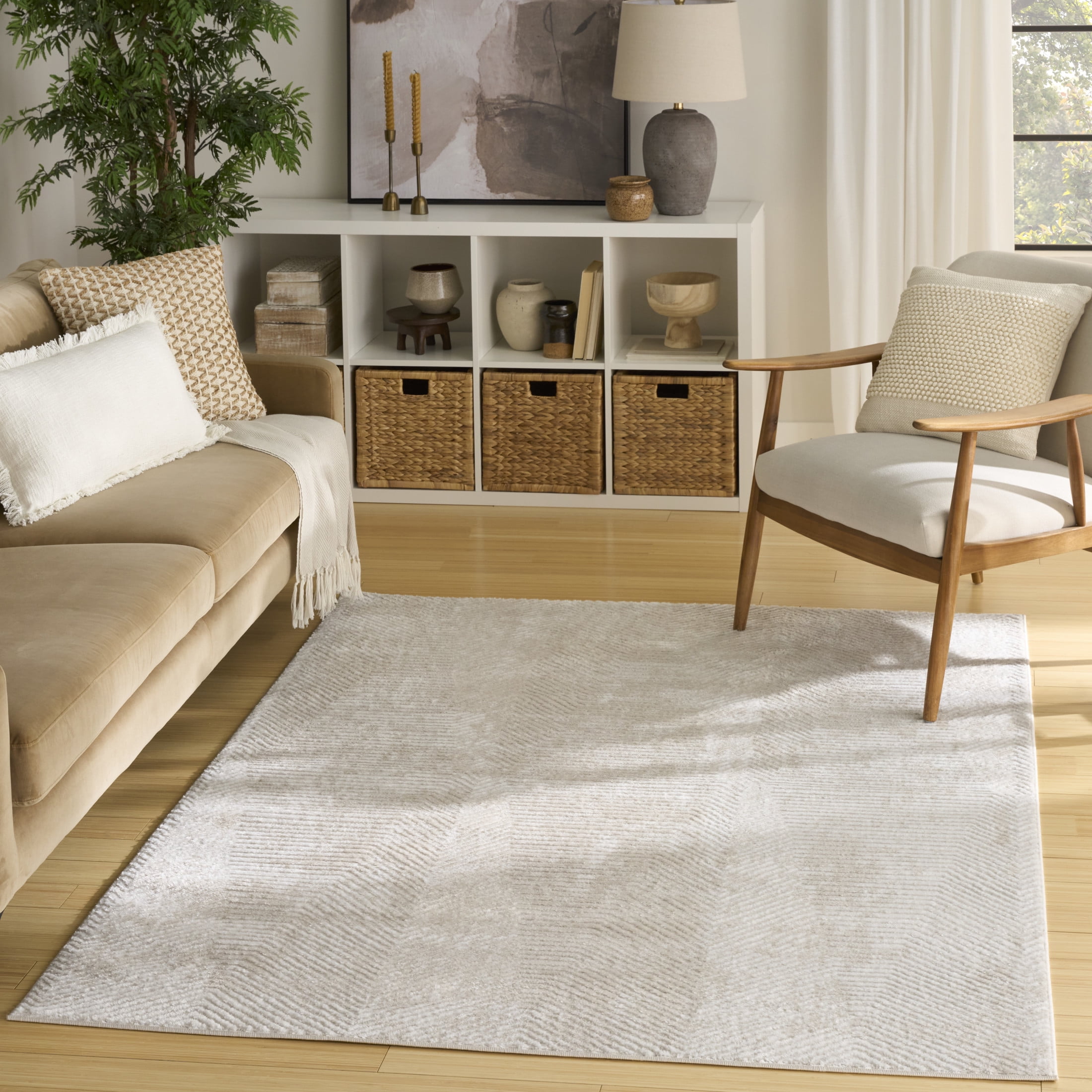 Nourison Dekor 5'3" x 7' Ivory Beige Modern Indoor Rug - Walmart.com