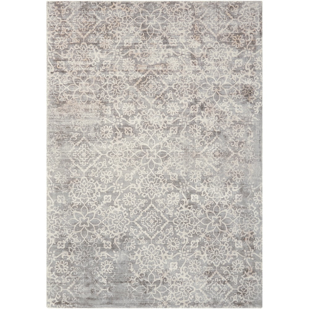 Nourison Desert Skies Damask Floral Vintage Area Rug Grey 9' x 12 ...