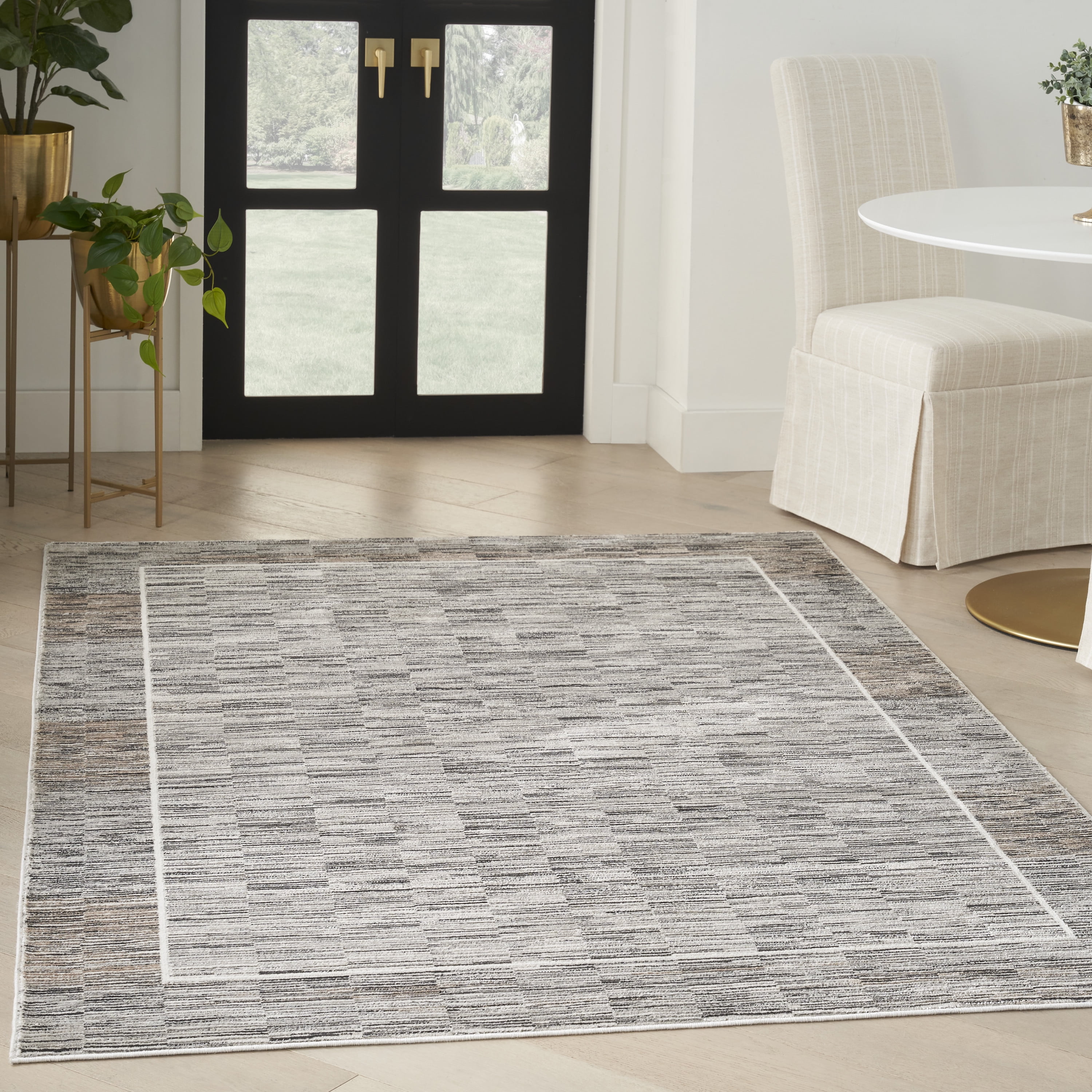 Free Shipping! Nourison Desire Geometric Abstract Charcoal Grey 5'3 x 7 ...