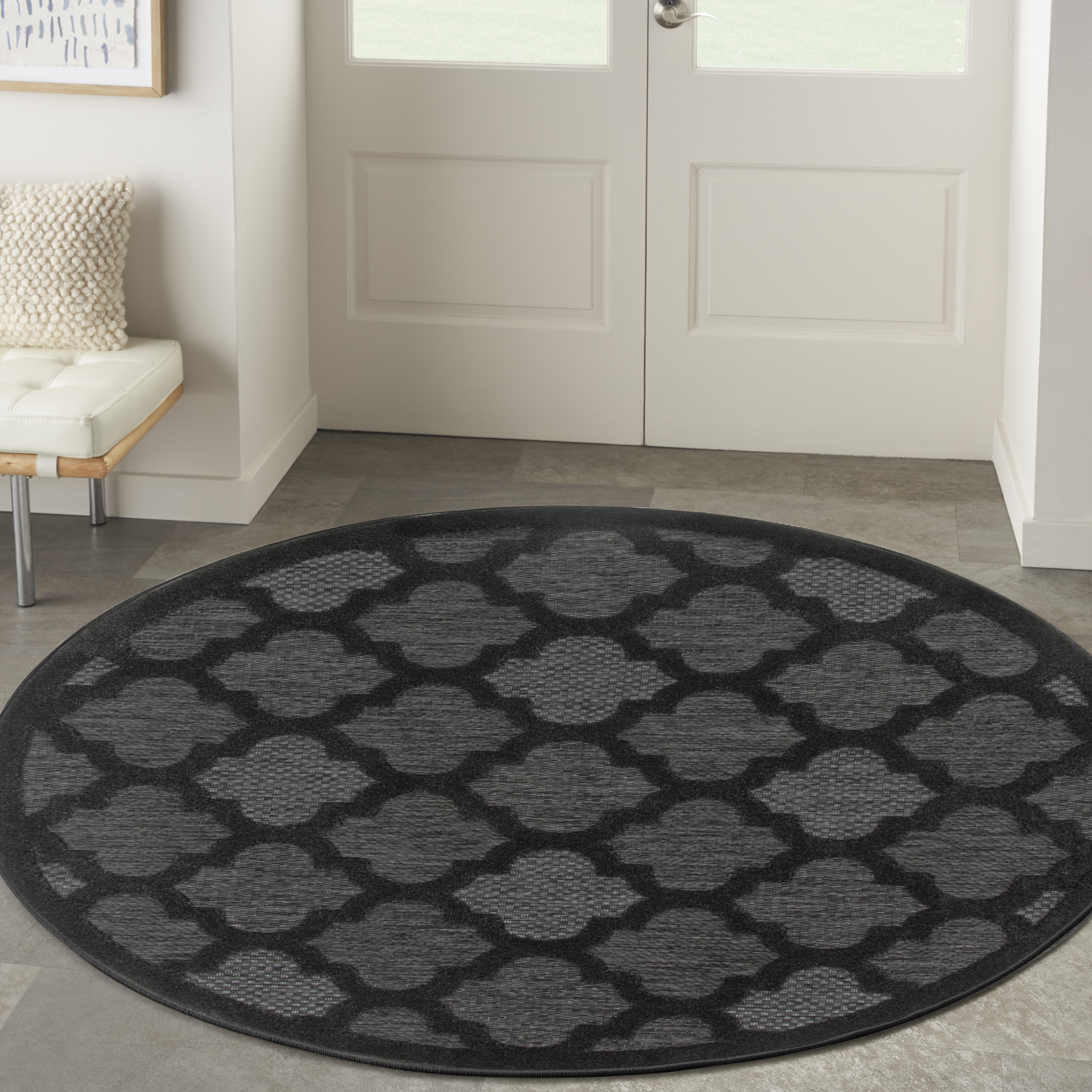 Maxy Home Bella Striped Multicolor 5 ft. Round Shag Area Rug - Walmart.com