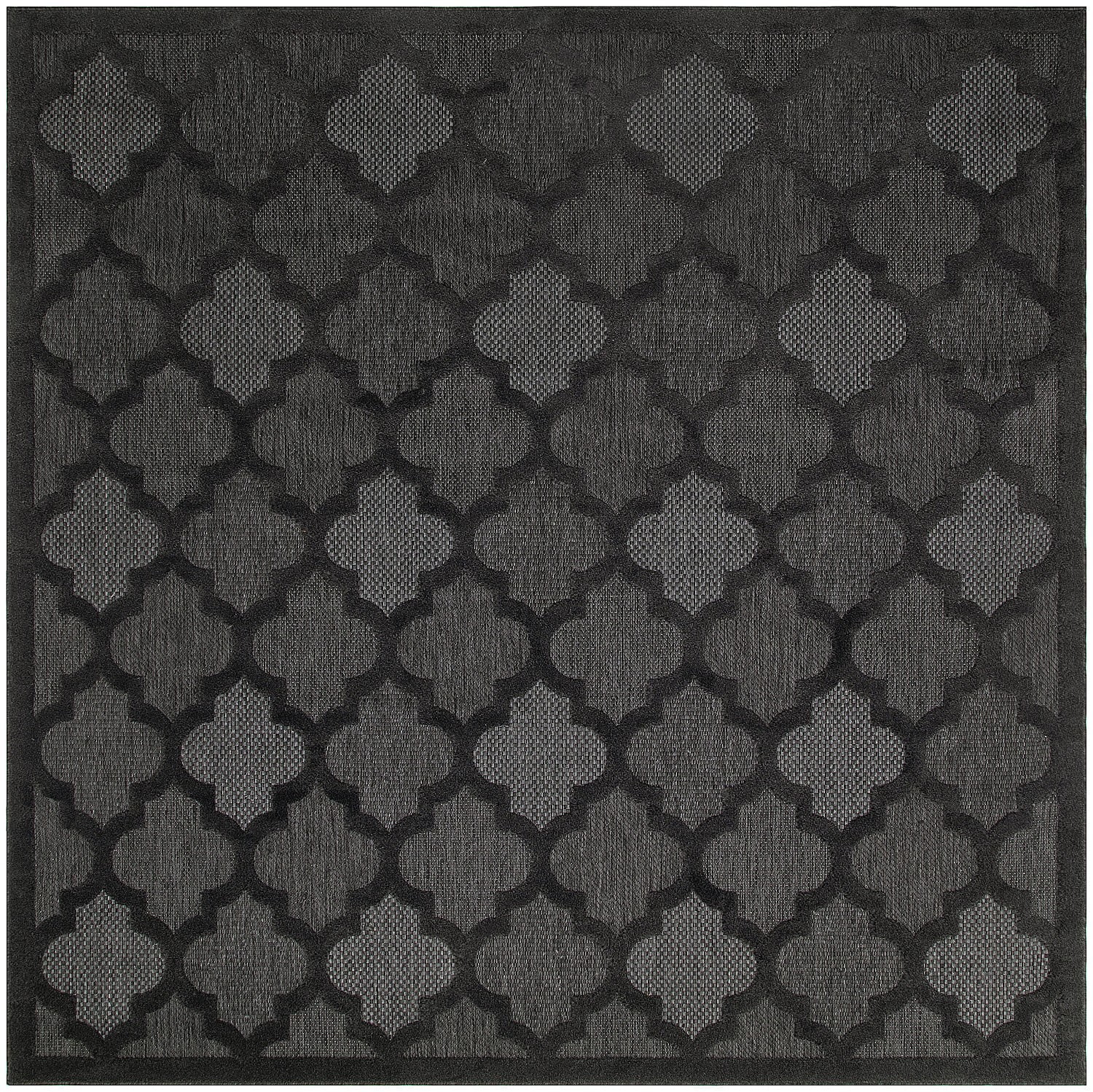 Nourison Home Easy Care 9' Square Rug, Indoor/Outdoor, Charcoal Black ...