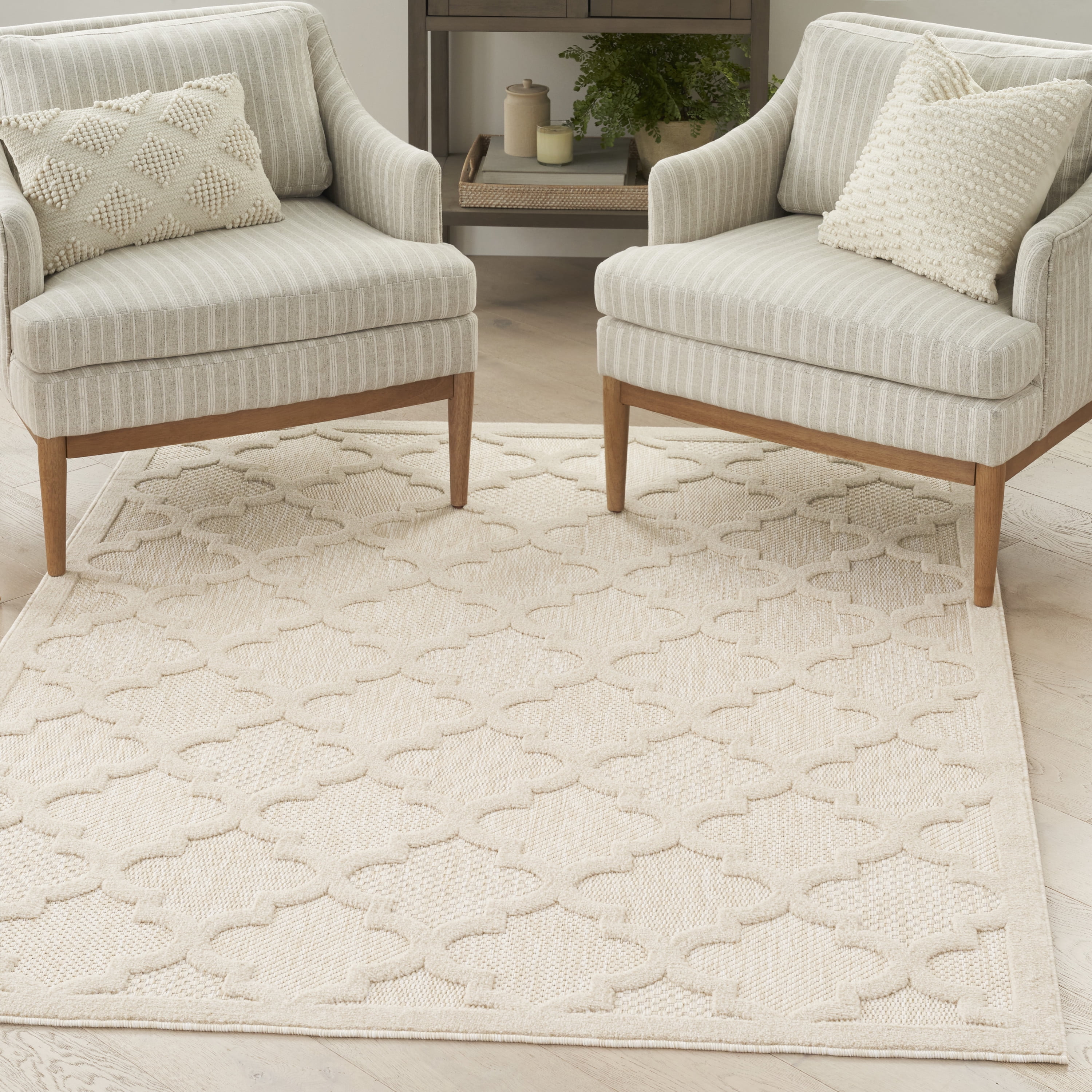 Nourison Easy Care Indoor/Outdoor Cream 4' x 6' Area Rug (4x6 ...