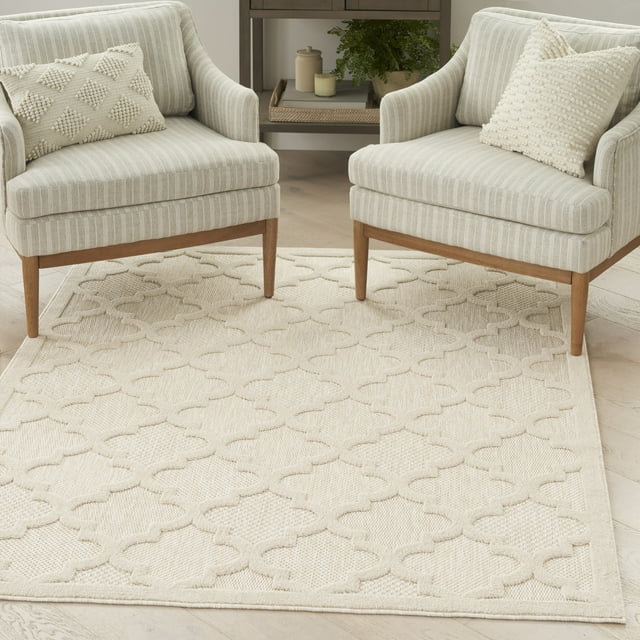 Nourison Easy Care Indoor/Outdoor Cream 5' x 7' Area Rug (5x7 ...