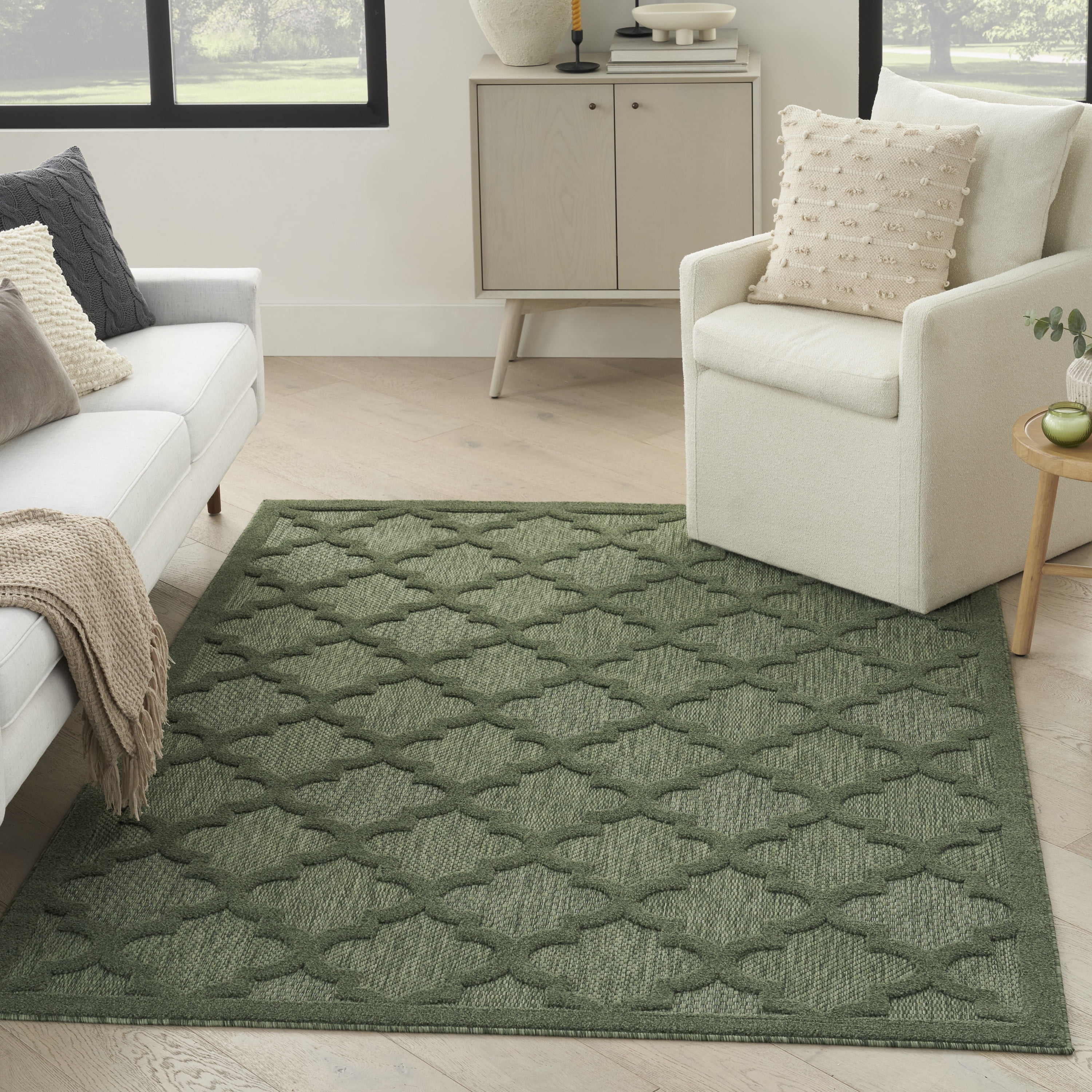 Nourison Easy Care Indoor/Outdoor Green 4' x 6' Area Rug (4x6 ...