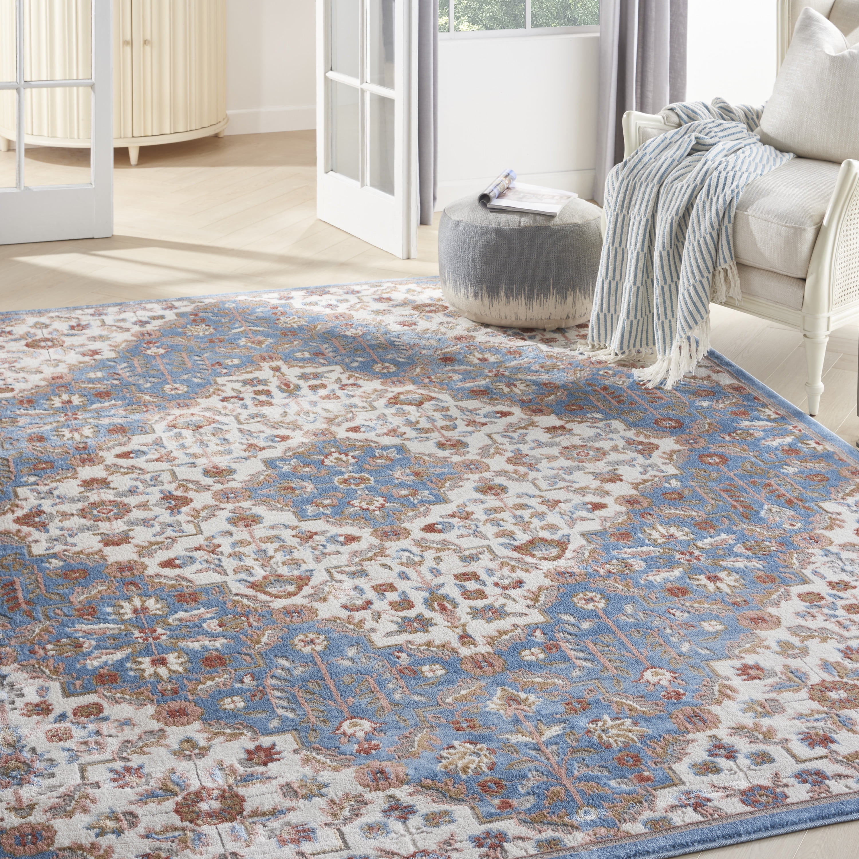 Nourison Elation Persian Ivory Blue 9' x 12' Area Rug, (9x12) - Walmart.com