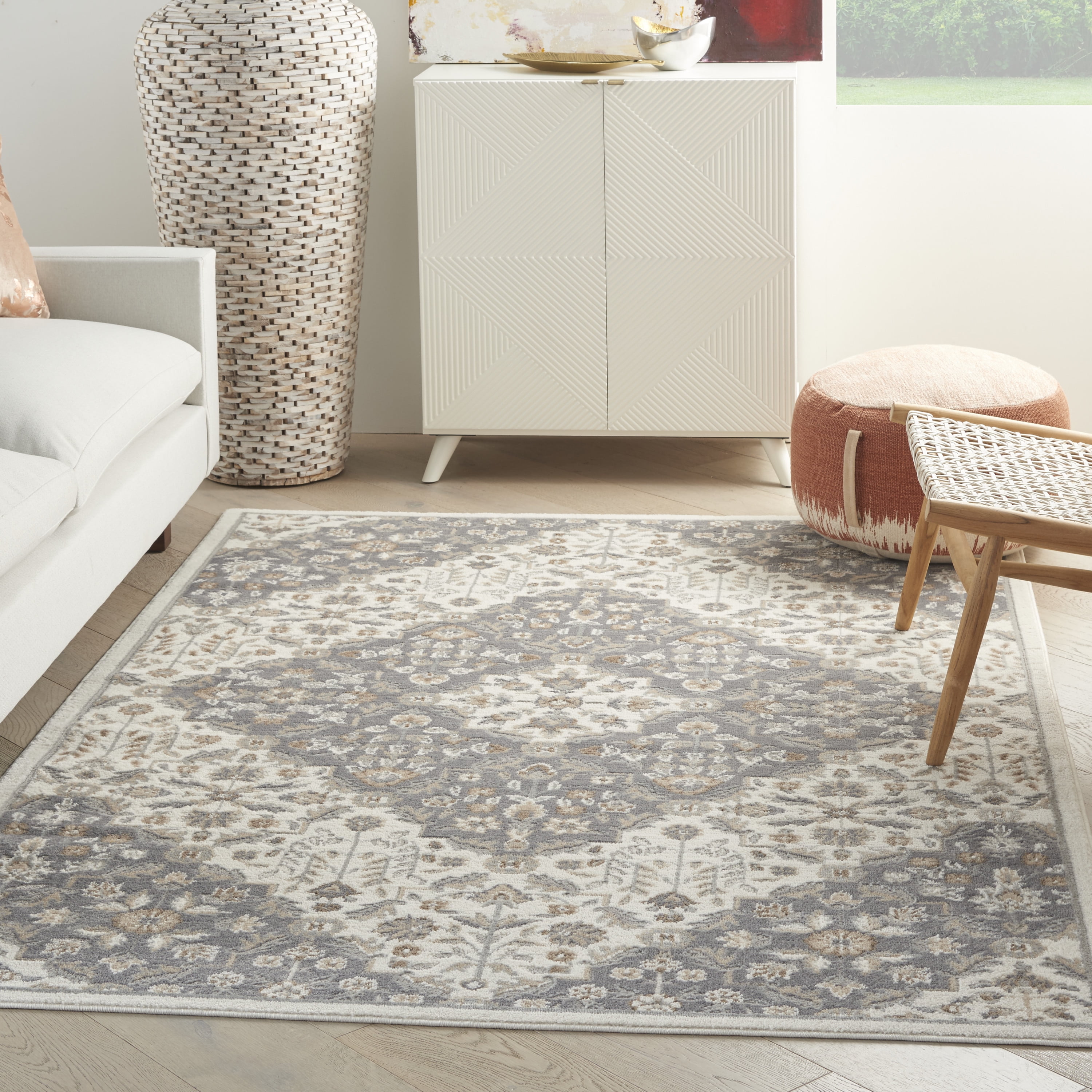 Nourison Elation Persian Ivory Grey 5'3" x 7'3" Area Rug, (5x7) - Walmart.com