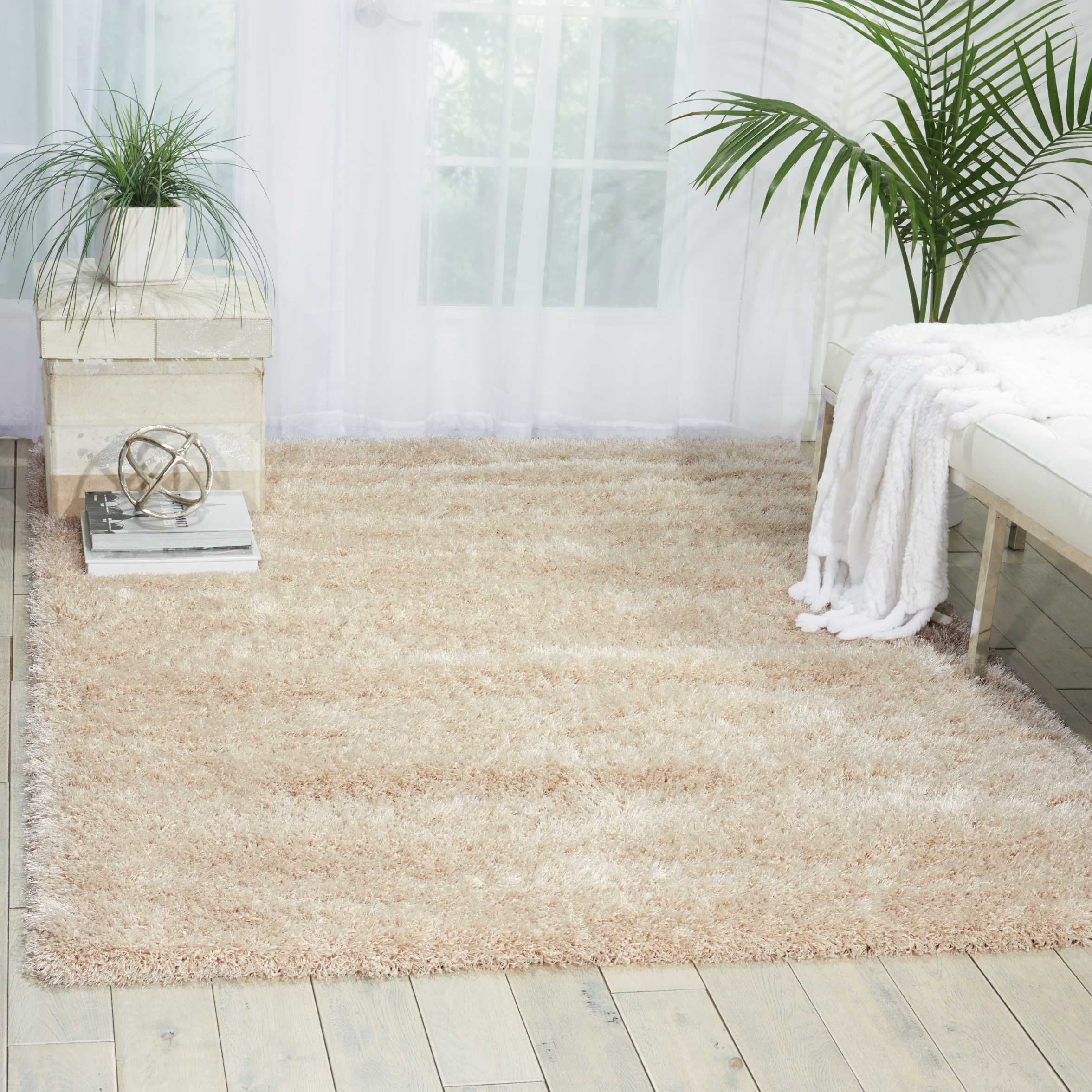 Nourison Escape Solid Shag Bone 5'3" x 7'3" Area Rug, (5' x 7 ...