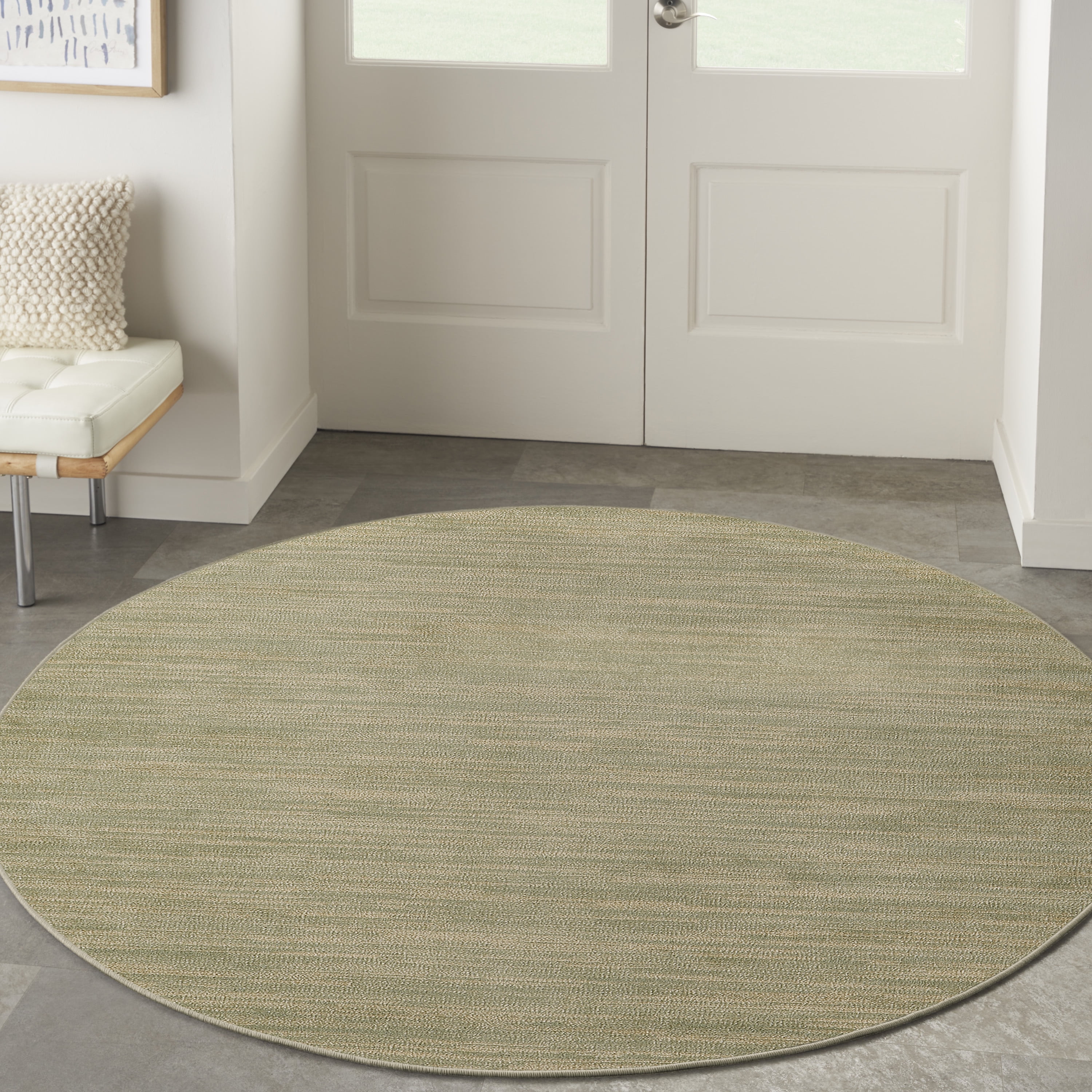 Nourison Essentials Indoor/Outdoor Green Gold 6' x Round Area Rug (6 ...