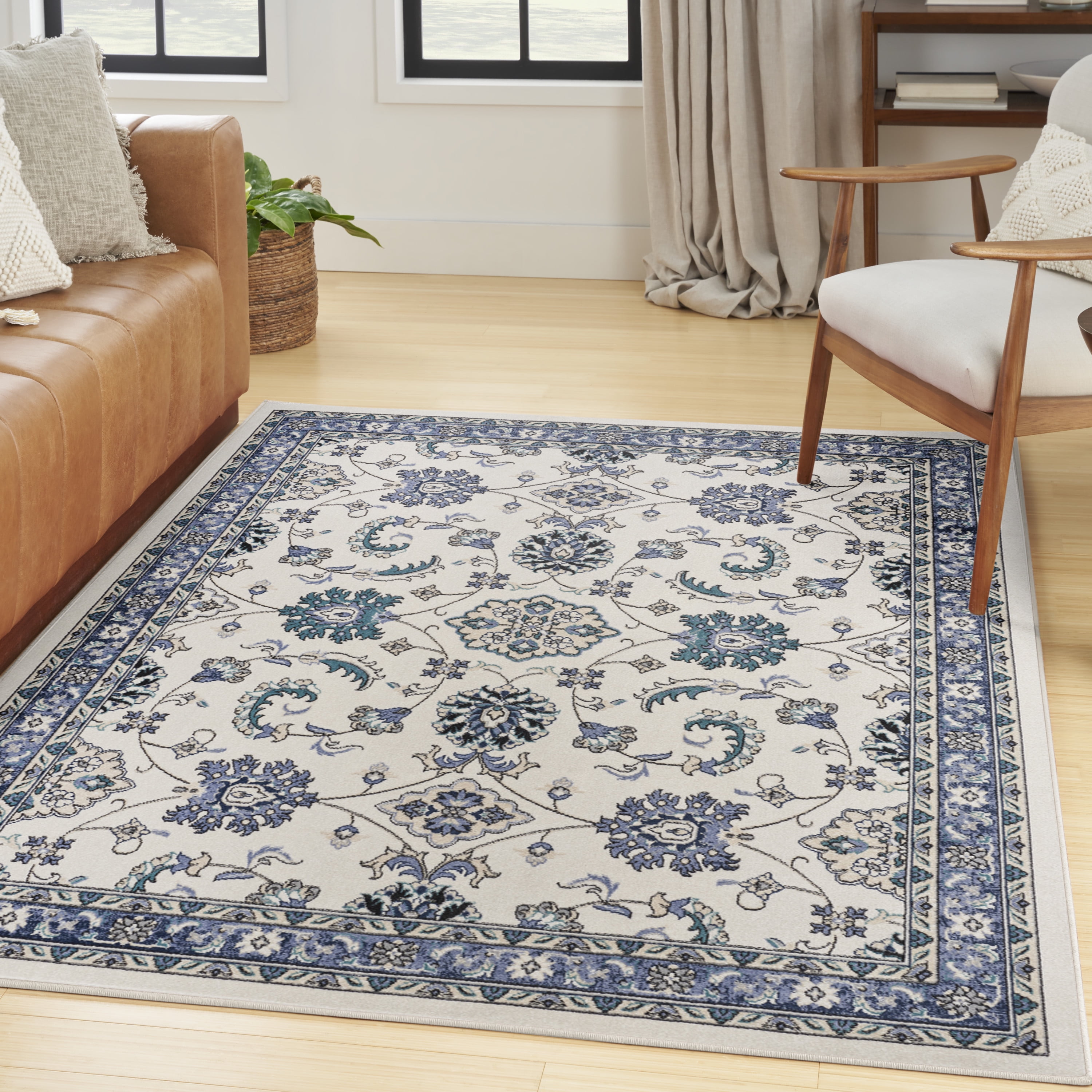 Nourison Essentials Indoor/Outdoor Ivory Blue 4' x 6' Area Rug (4x6 ...