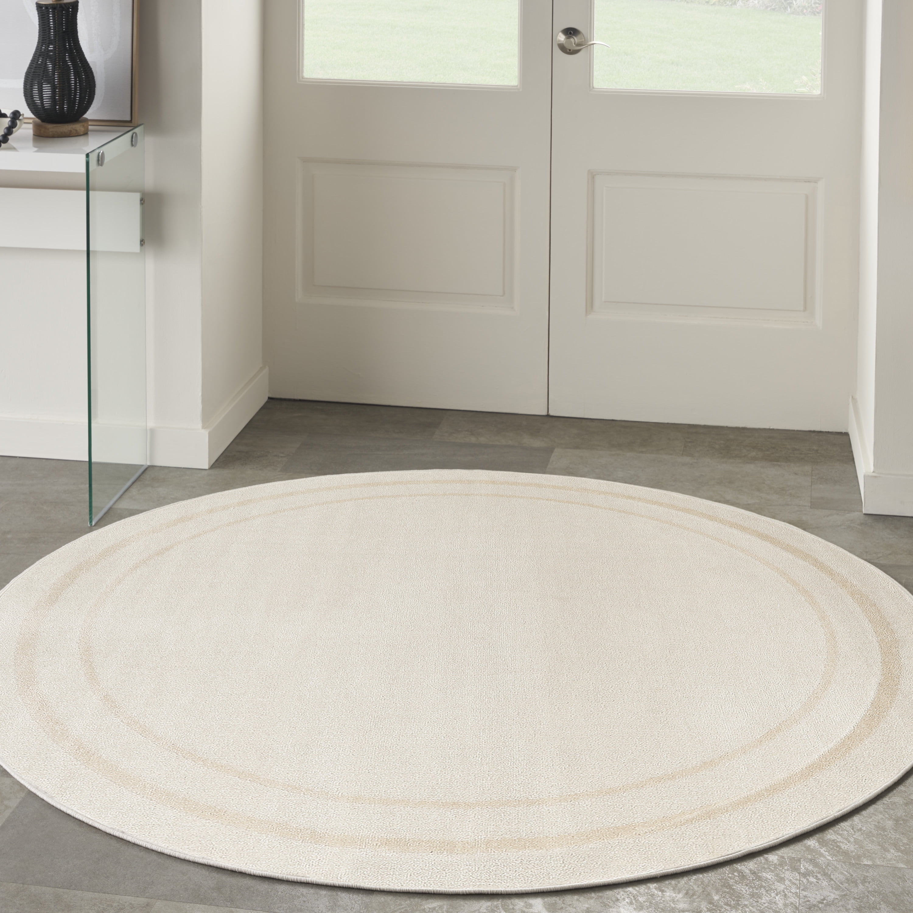Nourison Essentials Indoor/Outdoor Ivory Gold 6' x Round Area Rug (6 ...