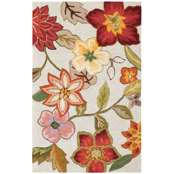 Nourison Fantasy Botanical Ivory Area Rug, Hand-Hooked, Floral Design ...