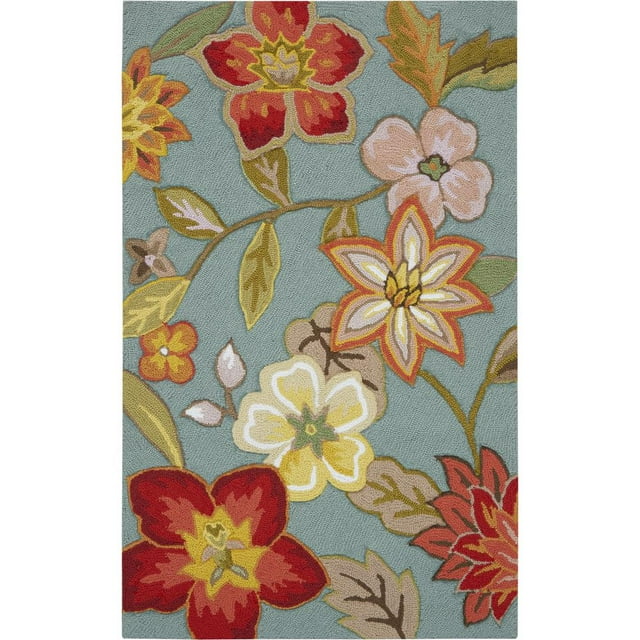 Nourison Fantasy Floral Aqua 2'6" x 4' Area Rug, (3x4) - Walmart.com